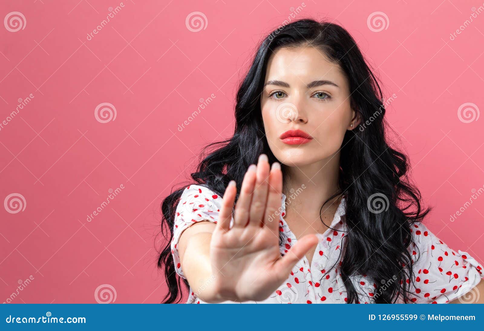 Young Woman Making a Rejection Pose Stock Image - Image of pretty ...