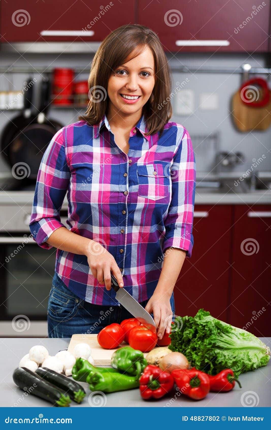 Young woman making salad stock photo. Image of 1000016577 - 48827802