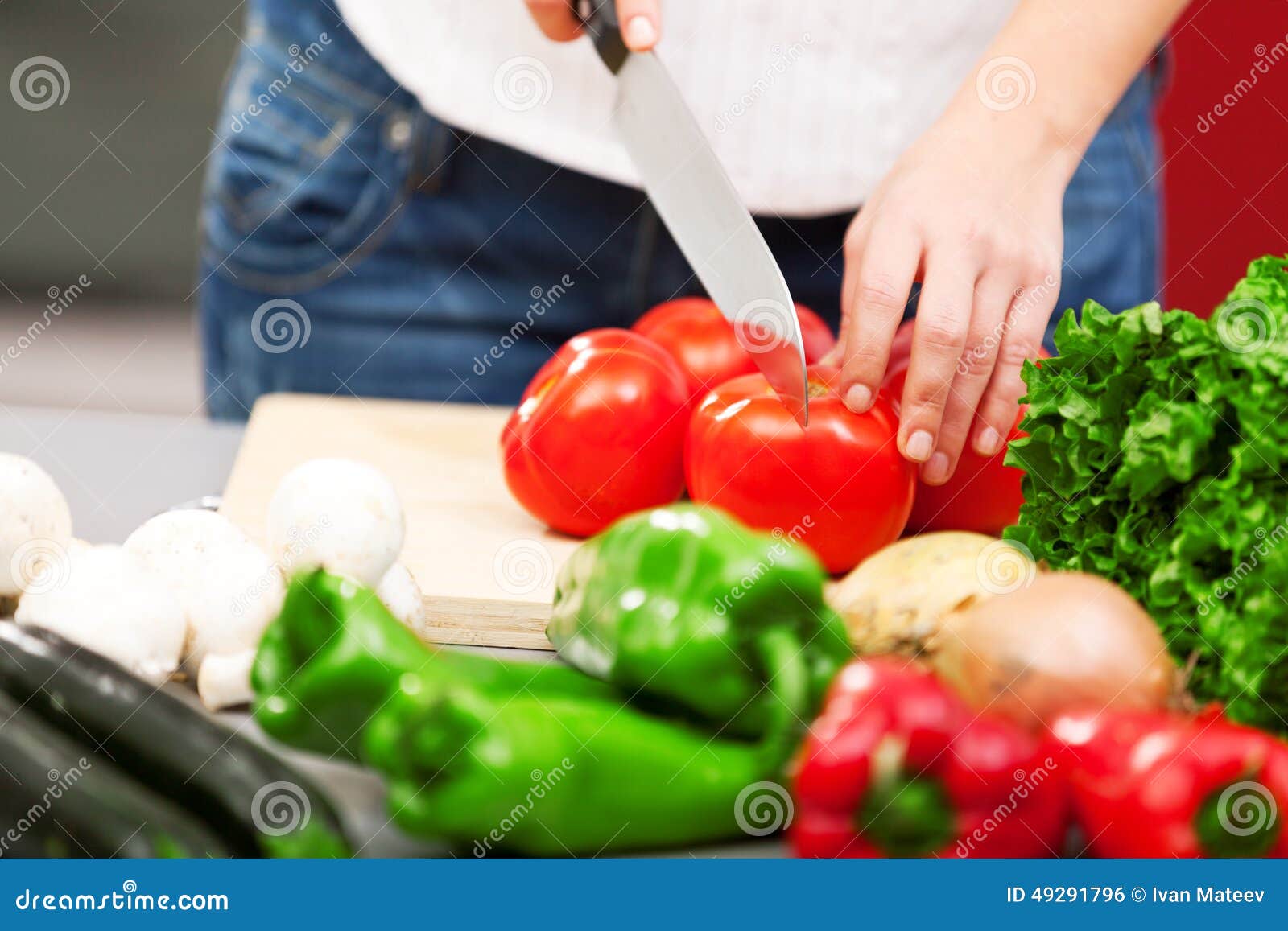 Young woman making salad stock photo. Image of life, hand - 49291796