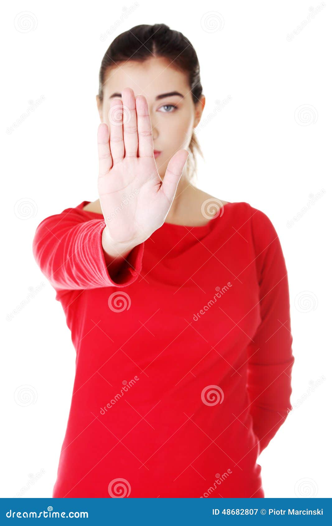 Young Woman Making Stop Sign Stock Image - Image of palm, negative ...