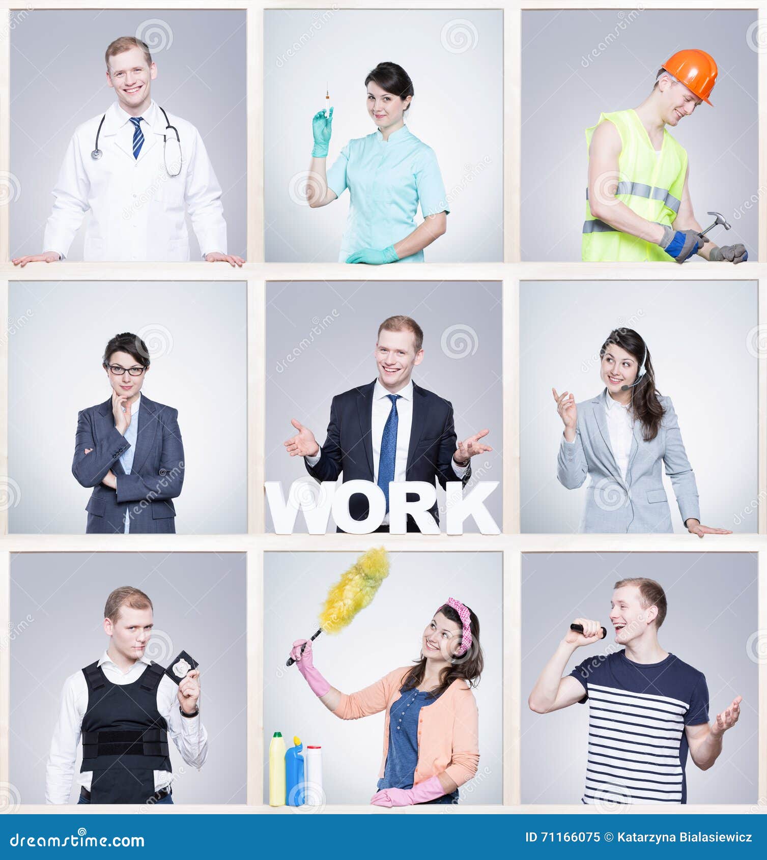 Young Woman and Man Doing Different Jobs in Special Uniforms Stock ... Young Woman and Man Doing Different Jobs in Special Uniforms Stock ...