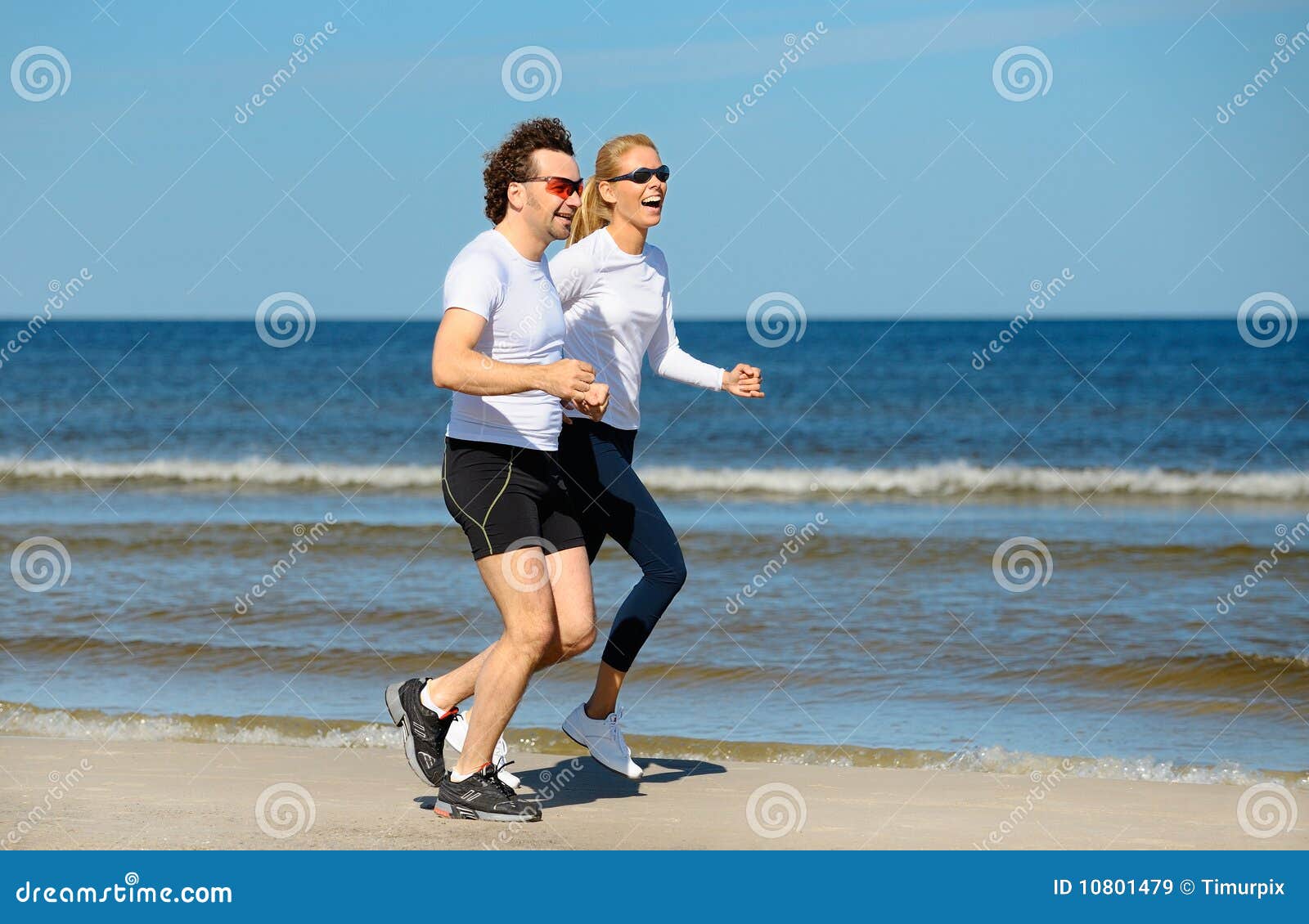 Young Woman and Man Running Stock Image - Image of active, speed: 10801479