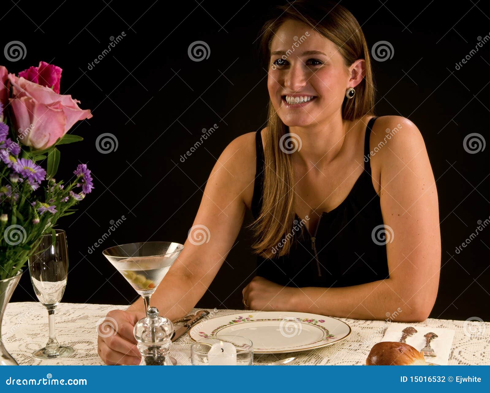 Young woman with martini stock photo. Image of tank, table - 15016532