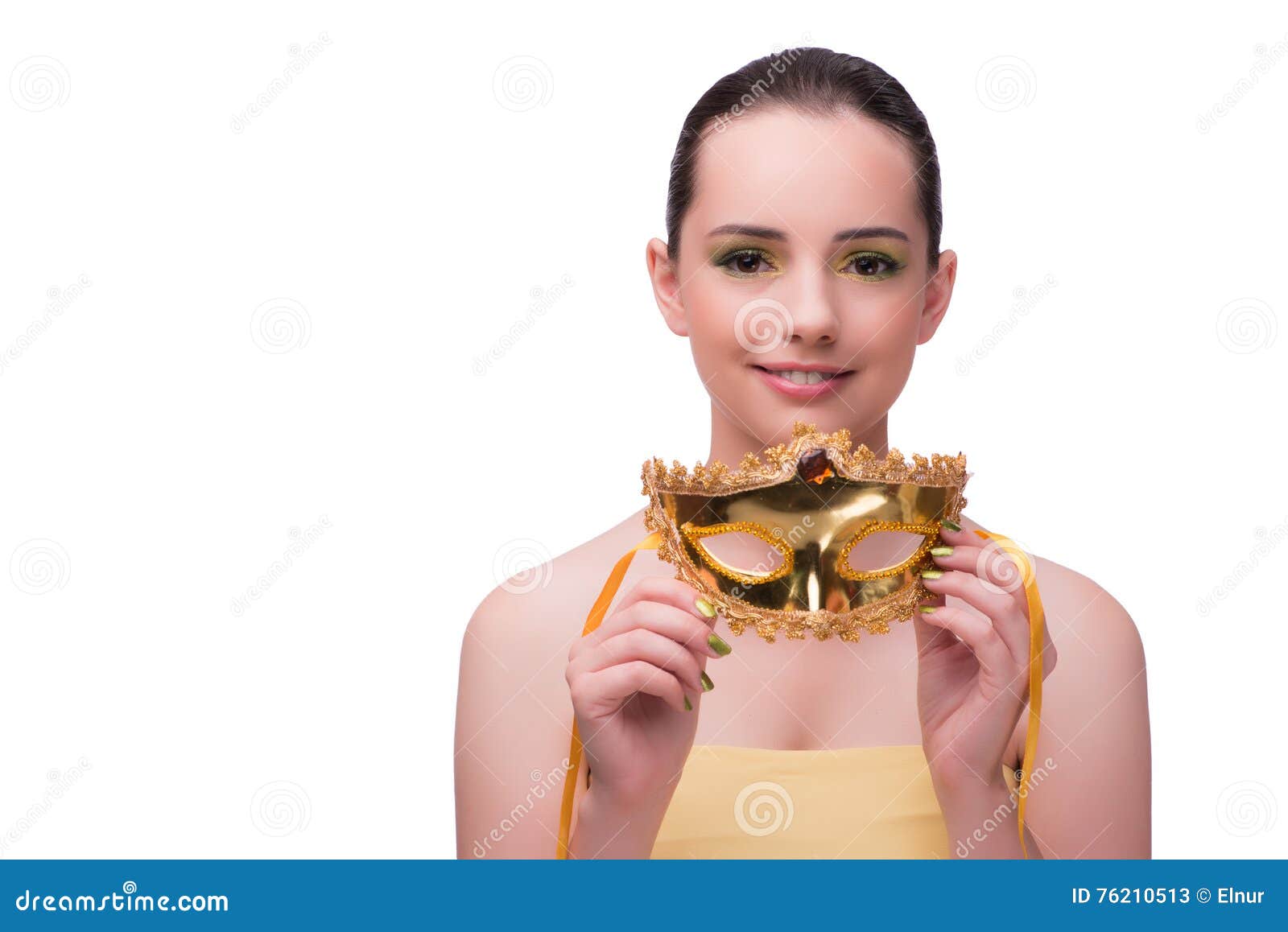 The Young Woman with Mask Isolated on White Stock Image - Image of ...