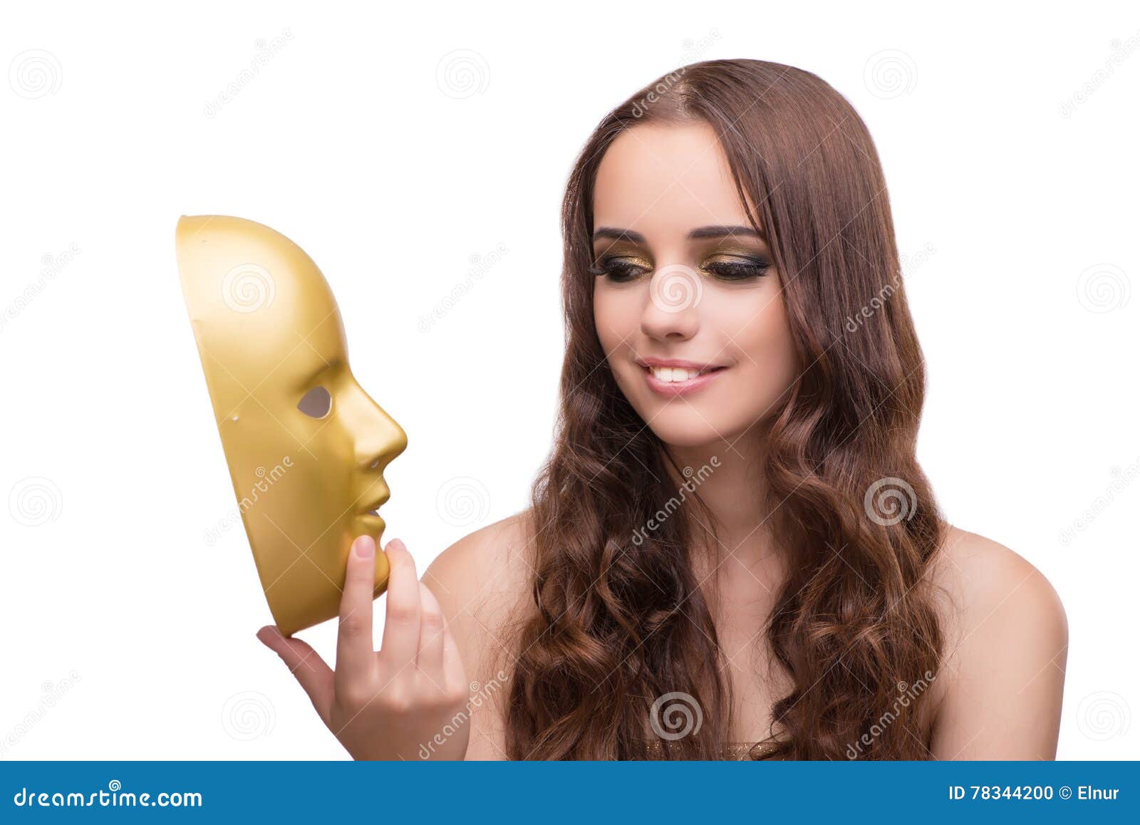 The Young Woman with Mask Isolated on White Stock Photo - Image of ...