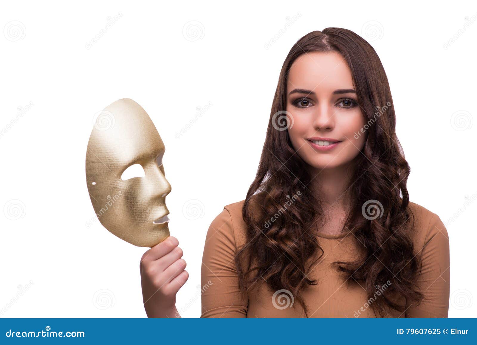 The Young Woman with Mask Isolated on White Stock Image - Image of ...