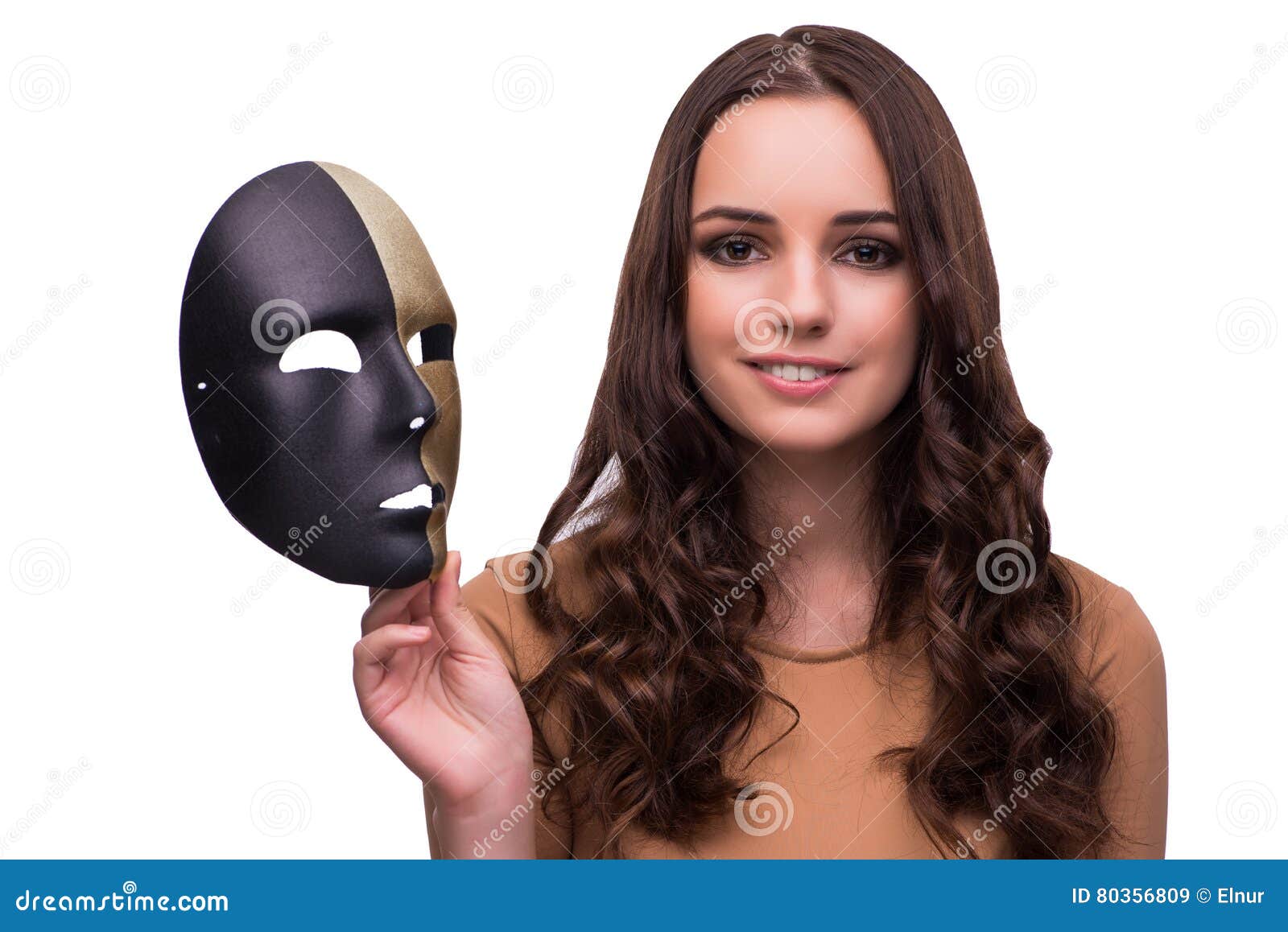 The Young Woman with Mask Isolated on White Stock Image - Image of ...