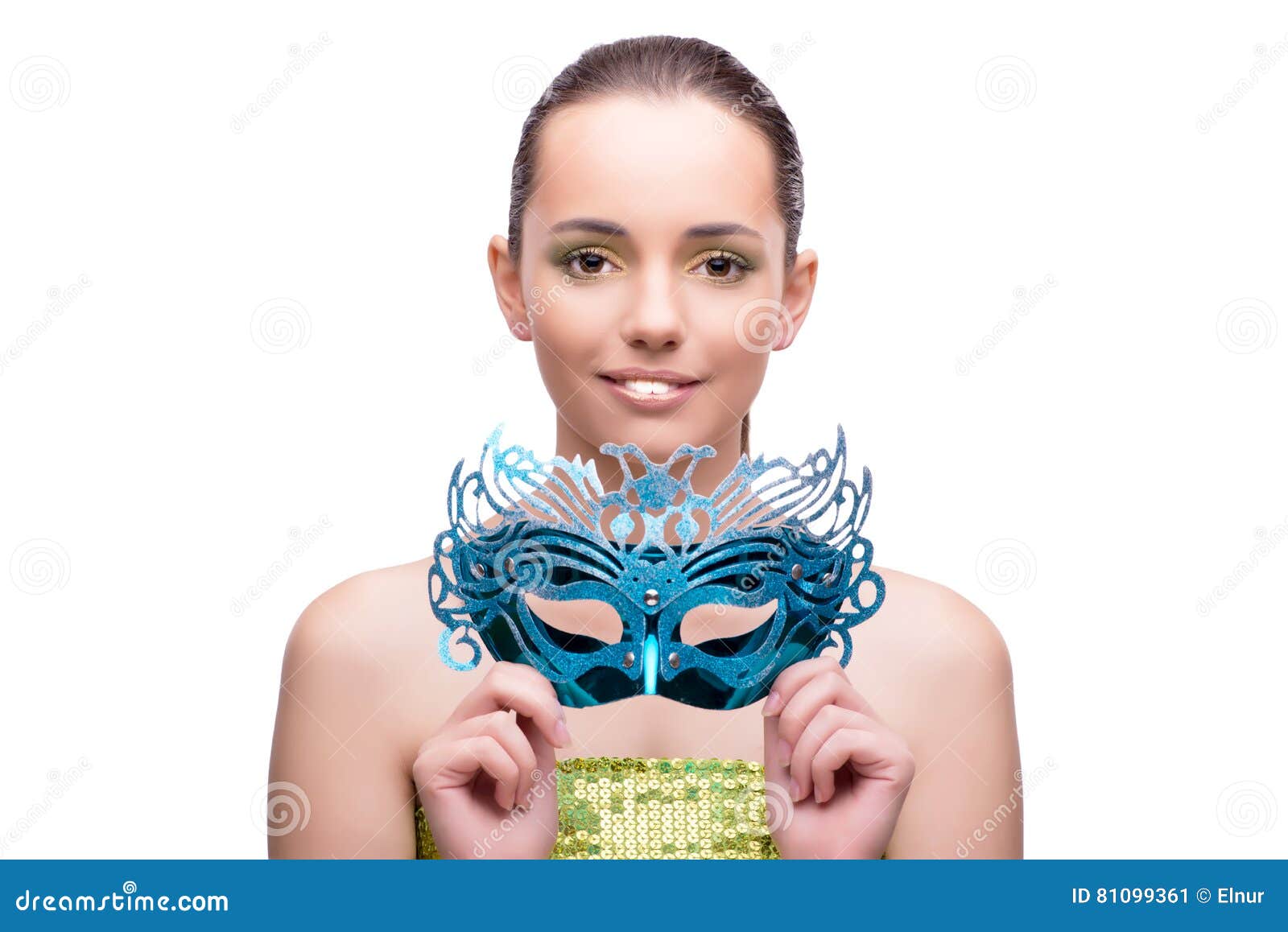 The Young Woman with Mask Isolated on White Stock Image - Image of ...
