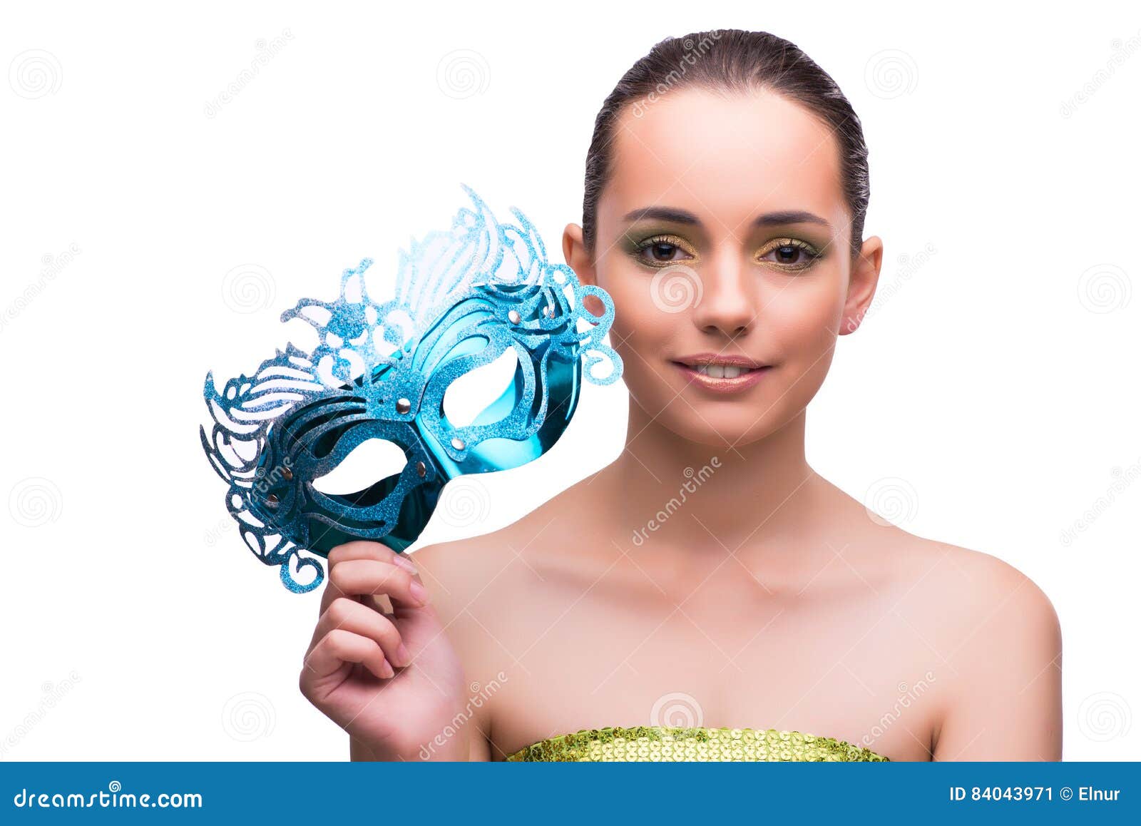 The Young Woman with Mask Isolated on White Stock Image - Image of ...