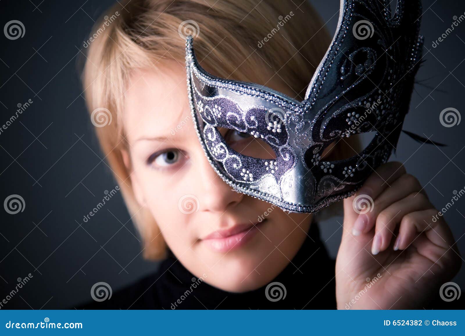 Young Woman with Mask Portrait Stock Photo - Image of studio, girl: 6524382