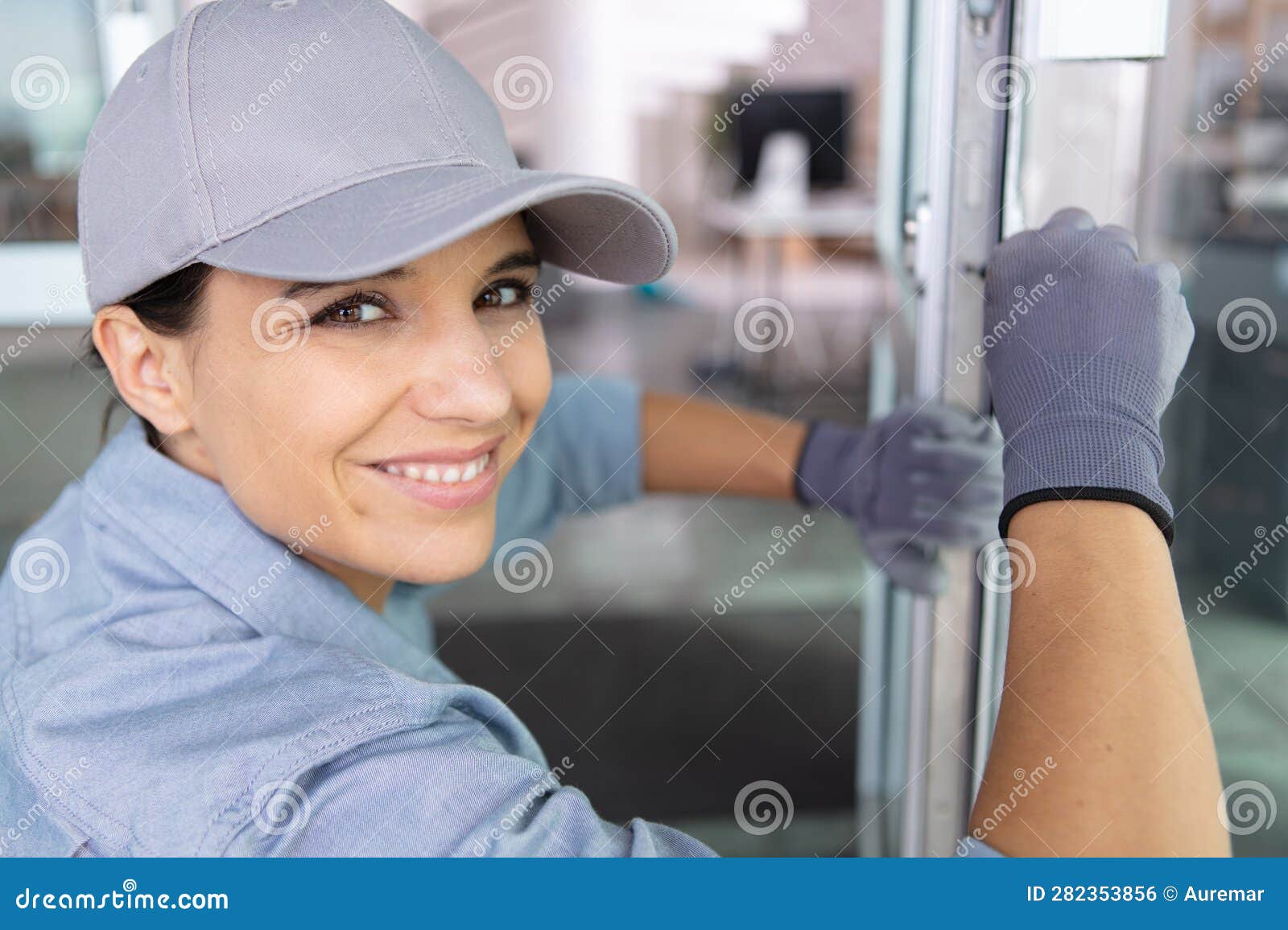 Young Woman Master Looking on Modern Window Stock Photo - Image of ...
