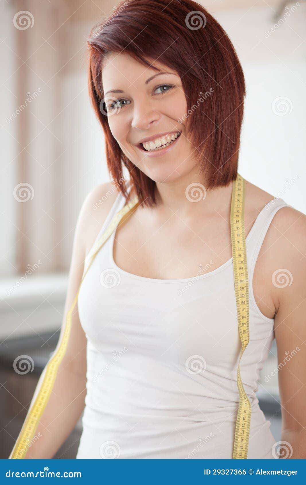 Young Woman measuring stock photo. Image of health, object - 29327366