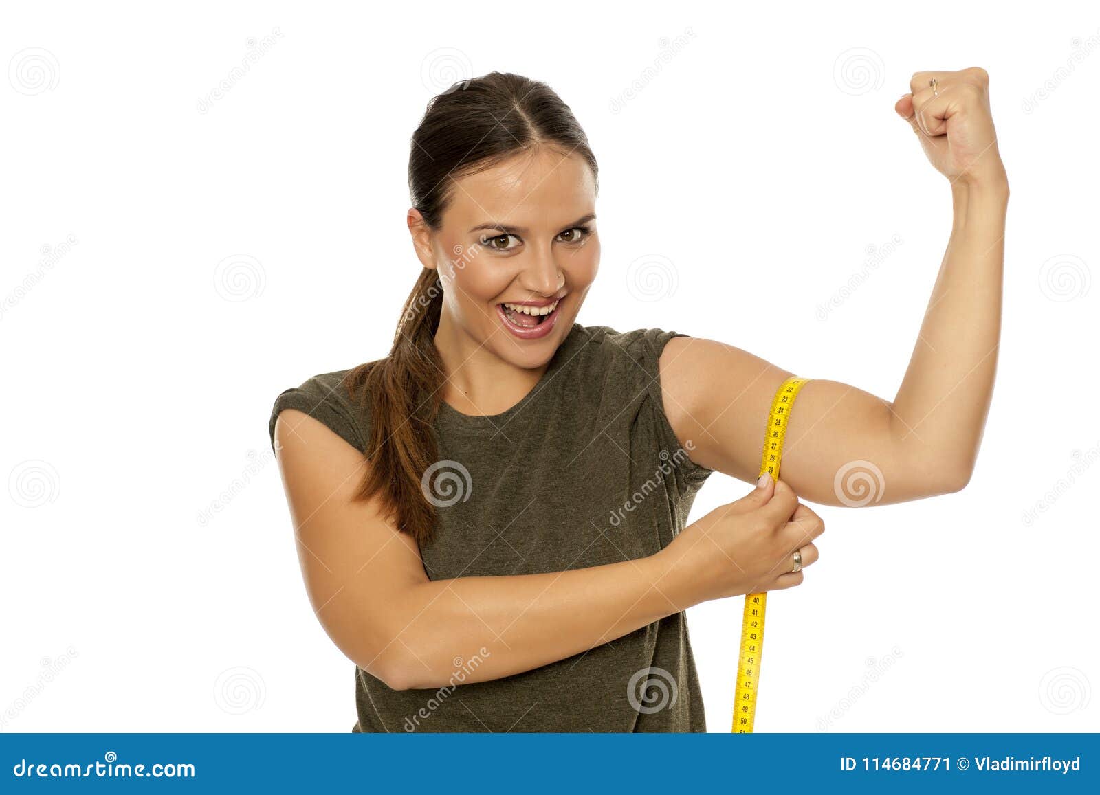 Woman Measuring Her Biceps Stock Image Image Of Strength 114684771