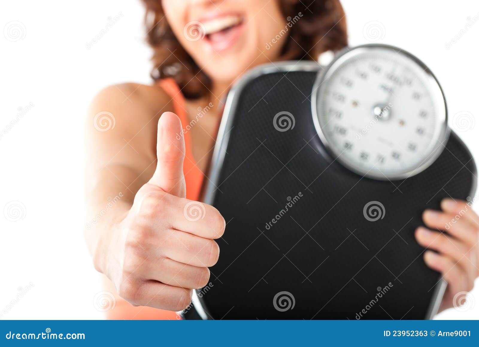 Young Woman with Measuring Scale Stock Image - Image of thumps, desired ...