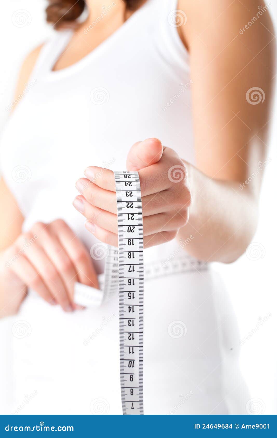 Young Woman with Measuring Tape Stock Photo - Image of index, woman ...