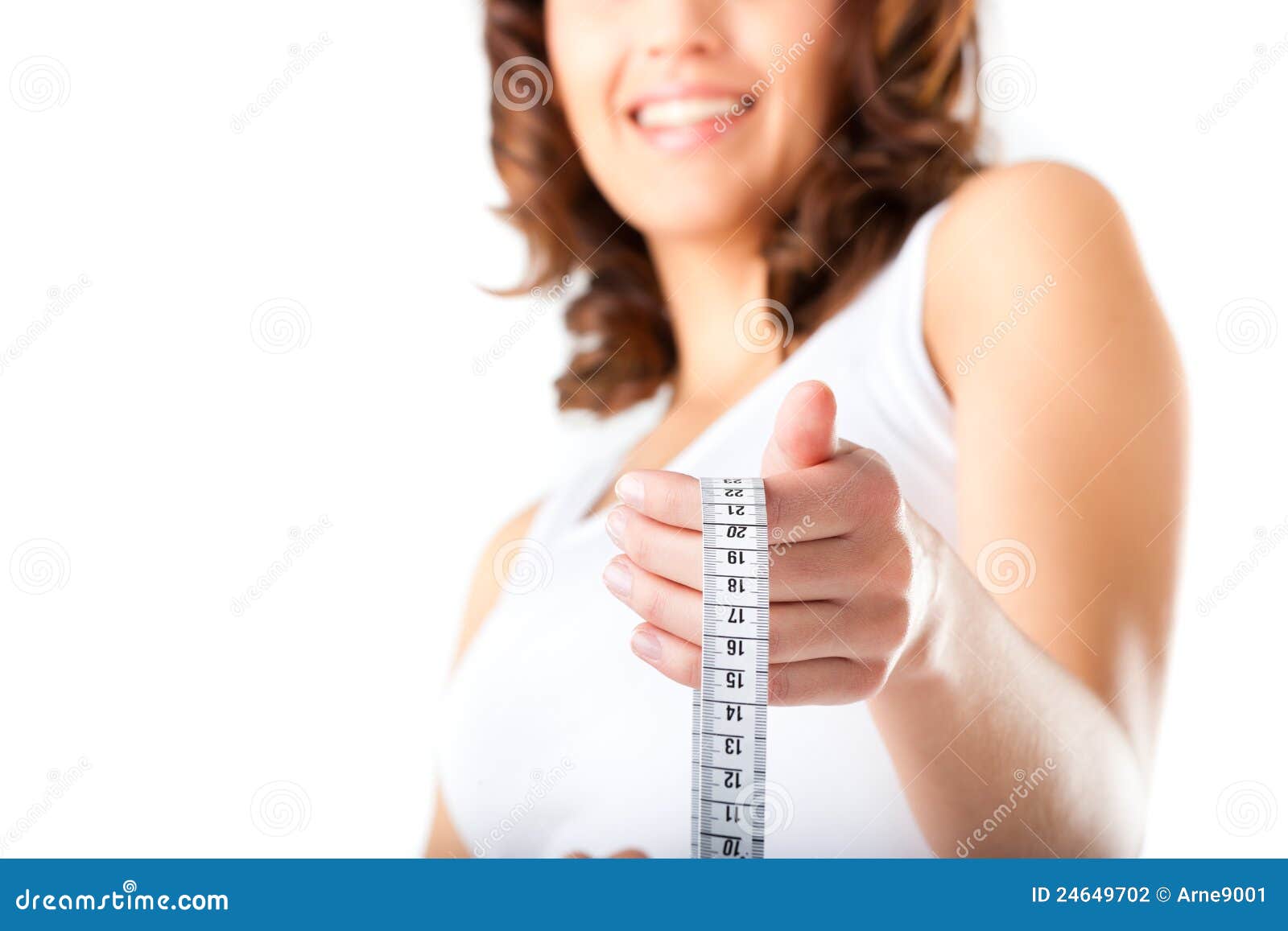Young Woman with Measuring Tape Stock Photo - Image of controlling ...