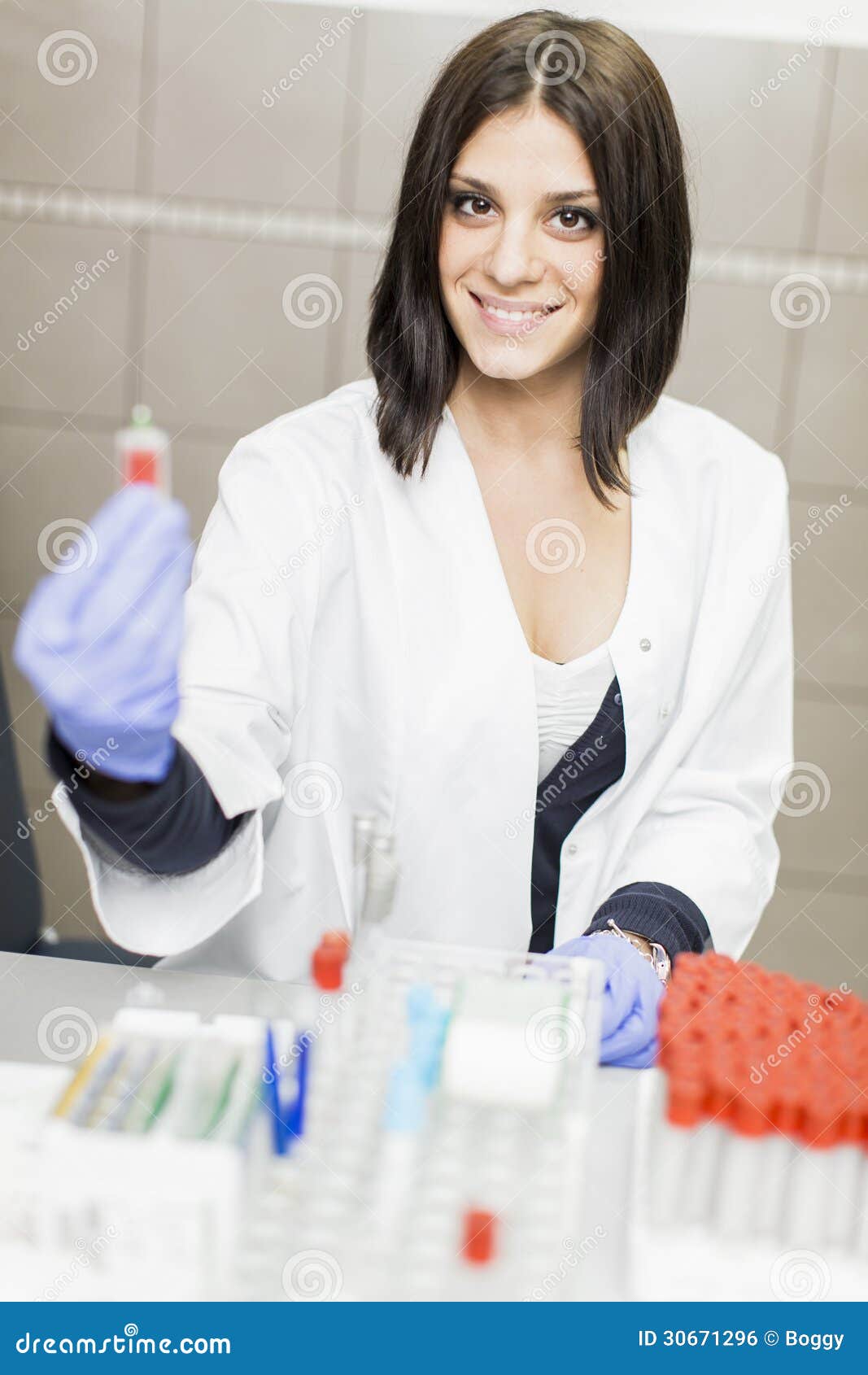 Young Woman in Medical Laboratory Stock Photo - Image of hand ...