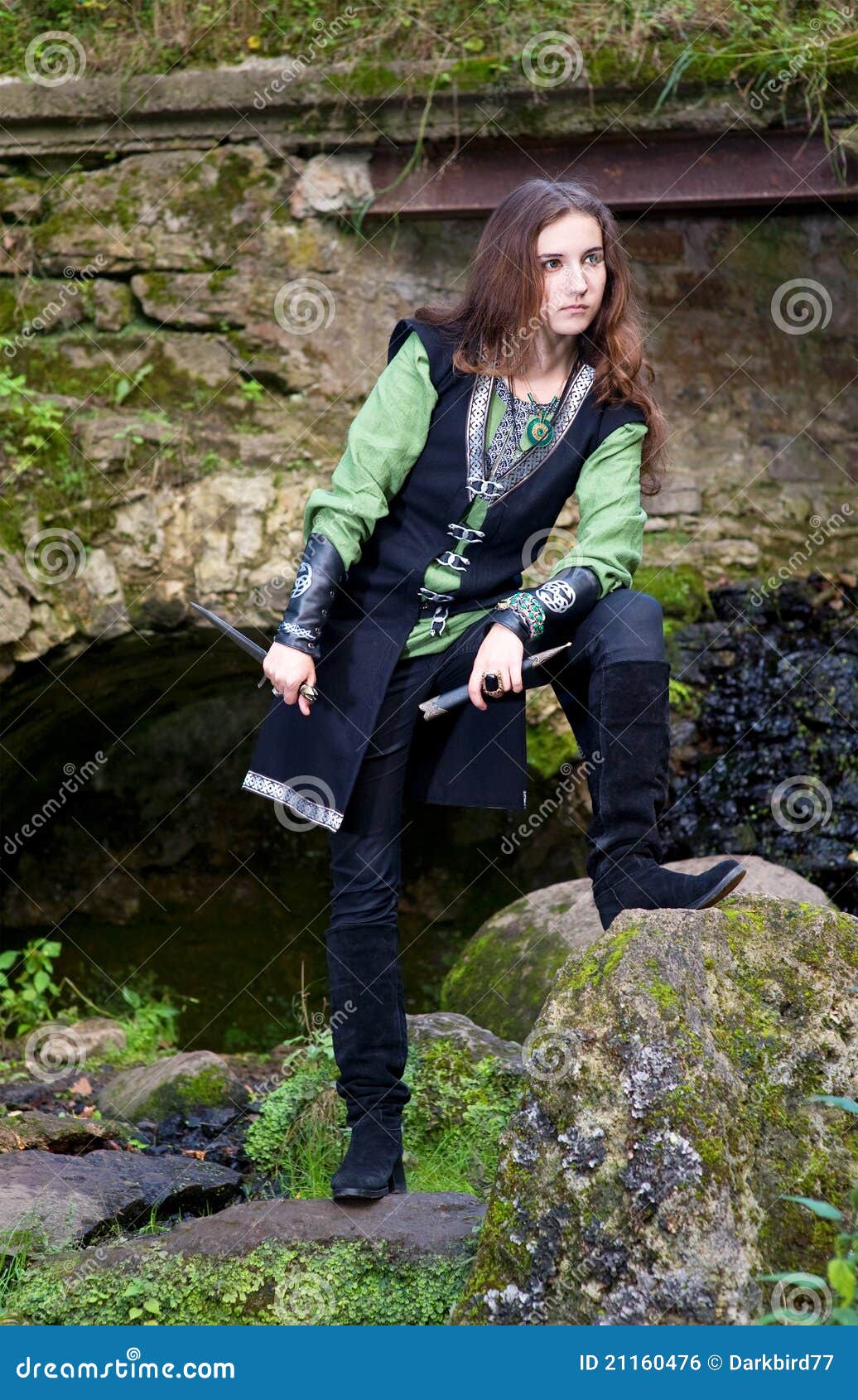 Young Woman in Medieval Suit Stock Photo - Image of human, dagger: 21160476