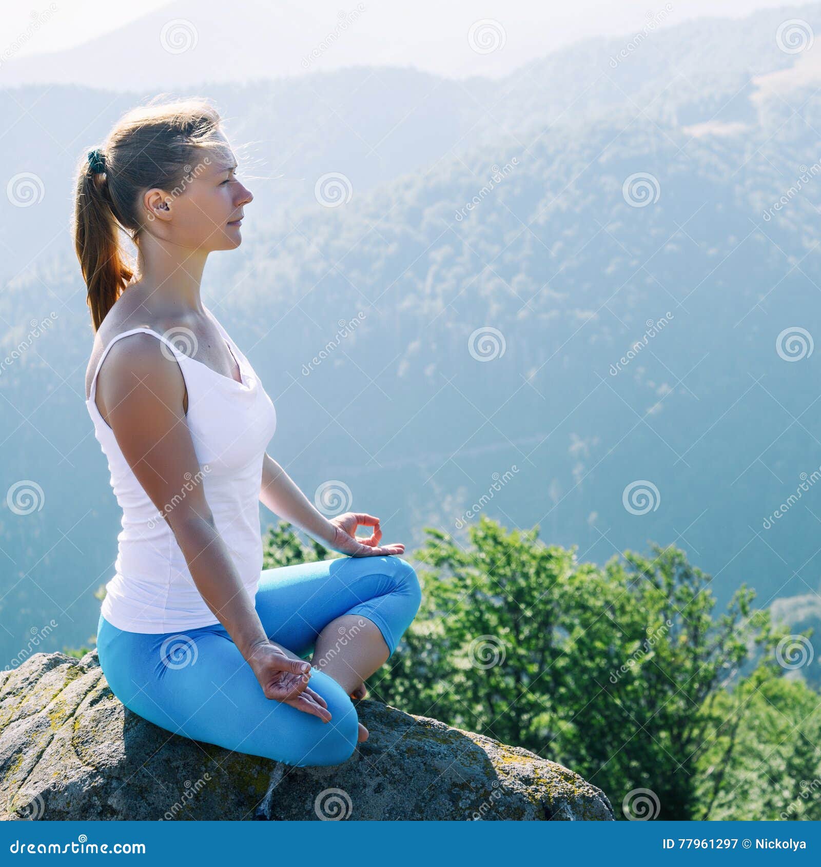 Young woman meditate stock image. Image of freedom, girl - 77961297