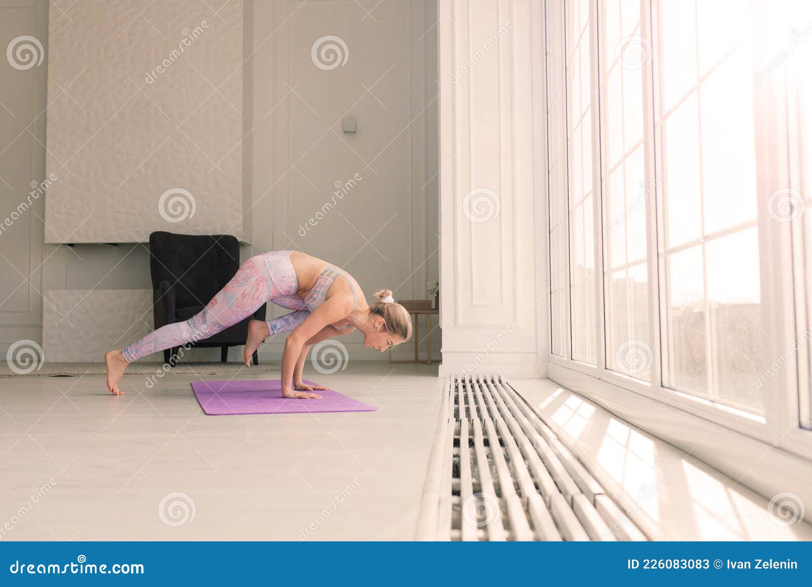 Young Woman Meditating at Home, Back, Front and Side View Stock Image ...
