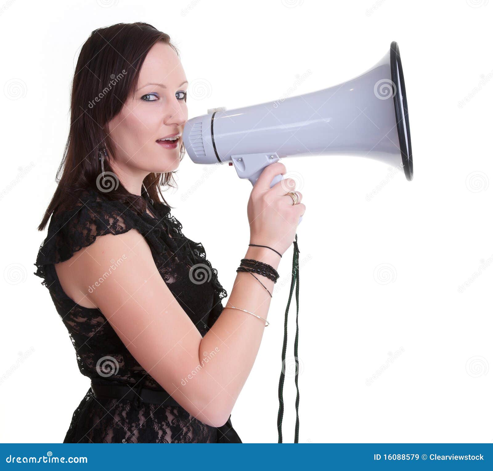 Young woman with megaphone stock image. Image of megaphone - 16088579