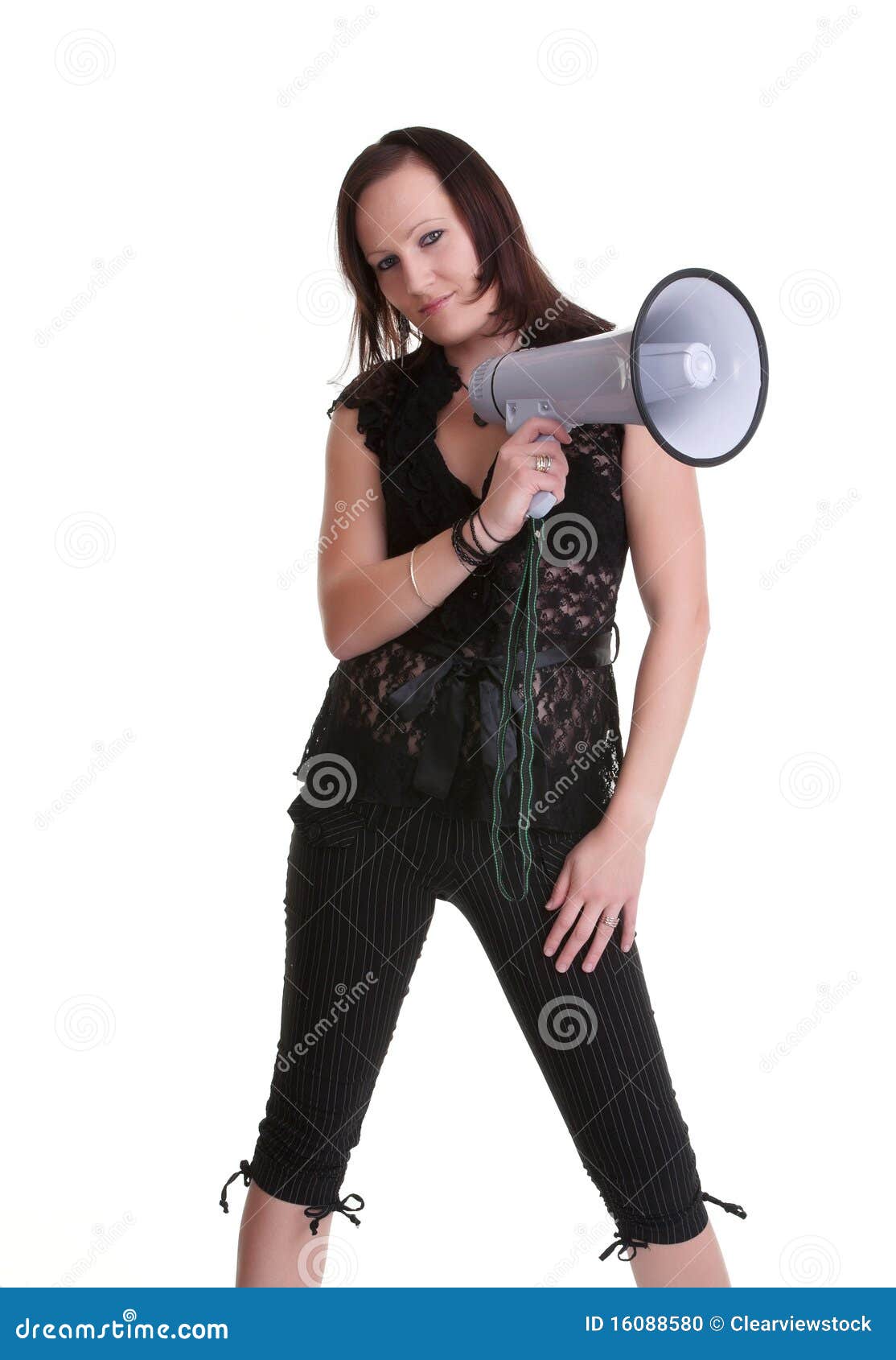Young woman with megaphone stock photo. Image of female - 16088580