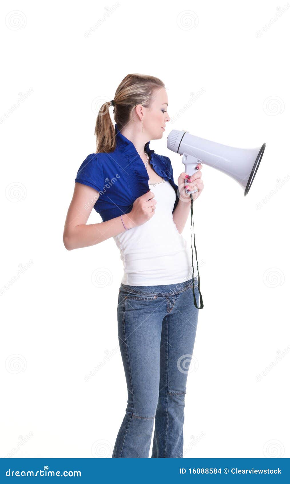 Young woman with megaphone stock photo. Image of young - 16088584