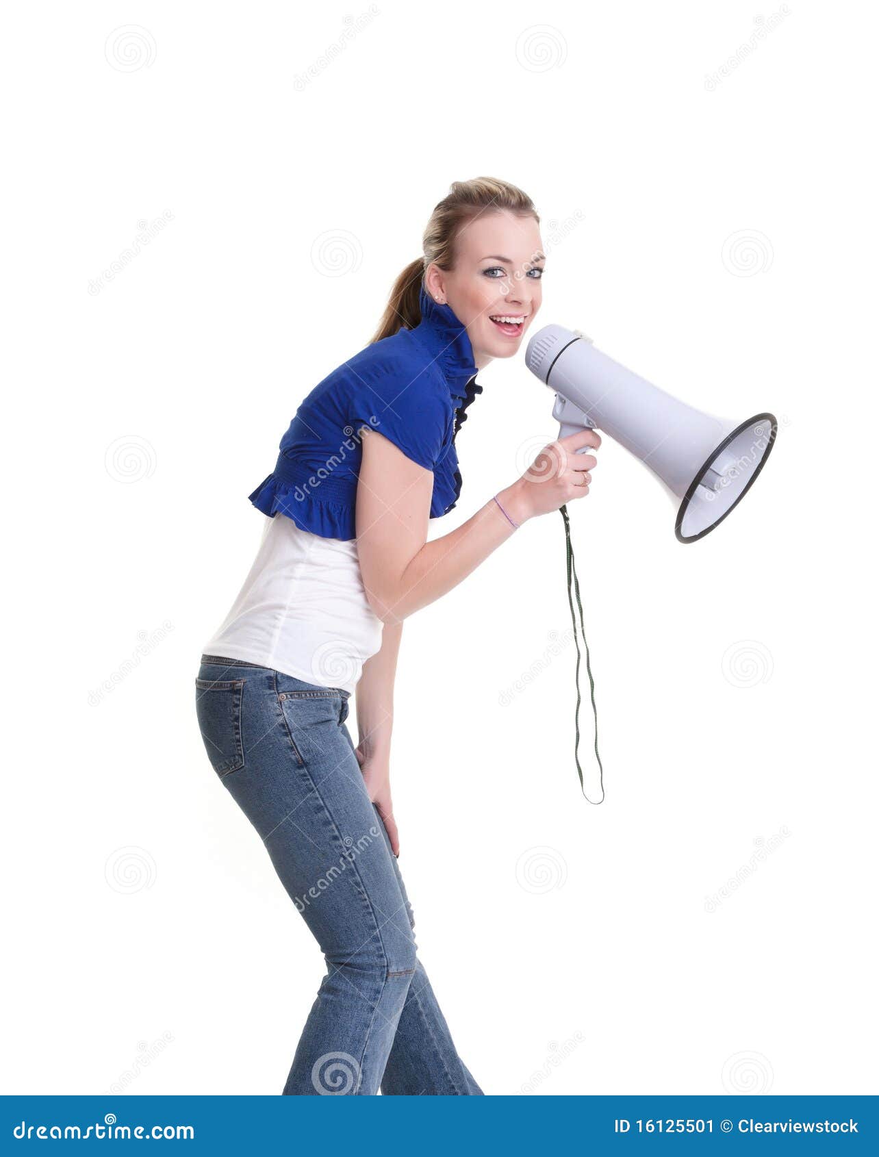 Young woman with megaphone stock image. Image of female - 16125501