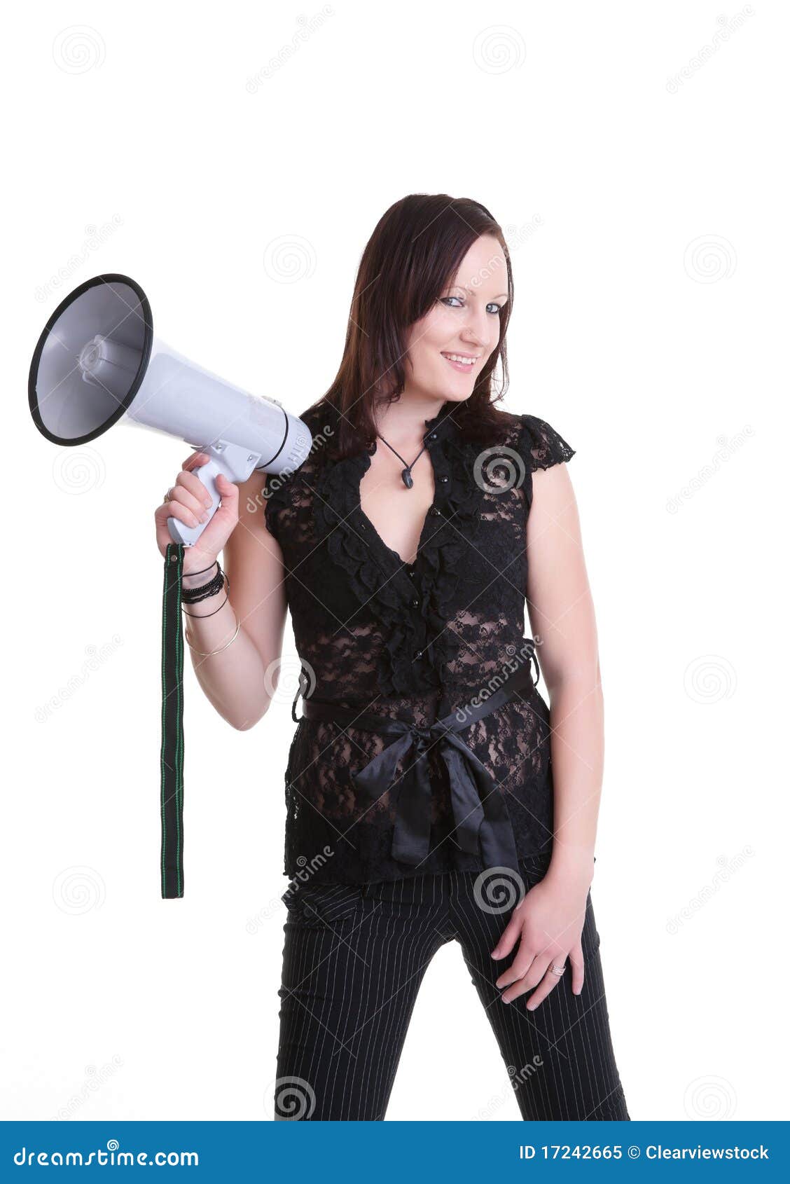 Young woman with megaphone stock image. Image of bullhorn - 17242665