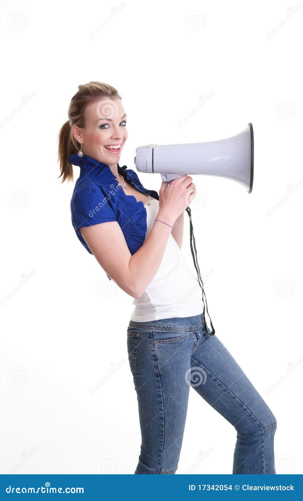 Young woman with megaphone stock photo. Image of female - 17342054