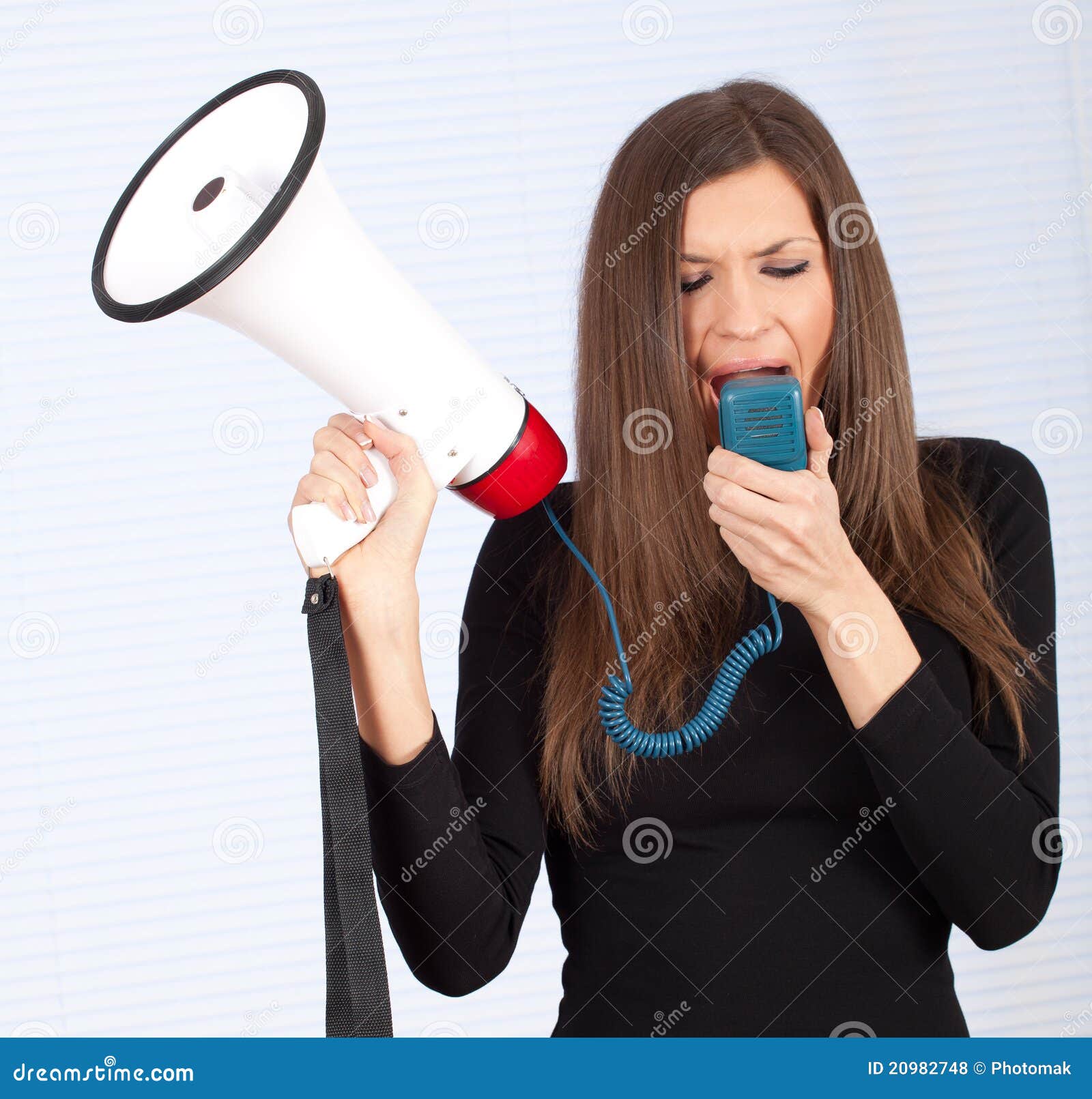 Young woman with megaphone stock photo. Image of message - 20982748