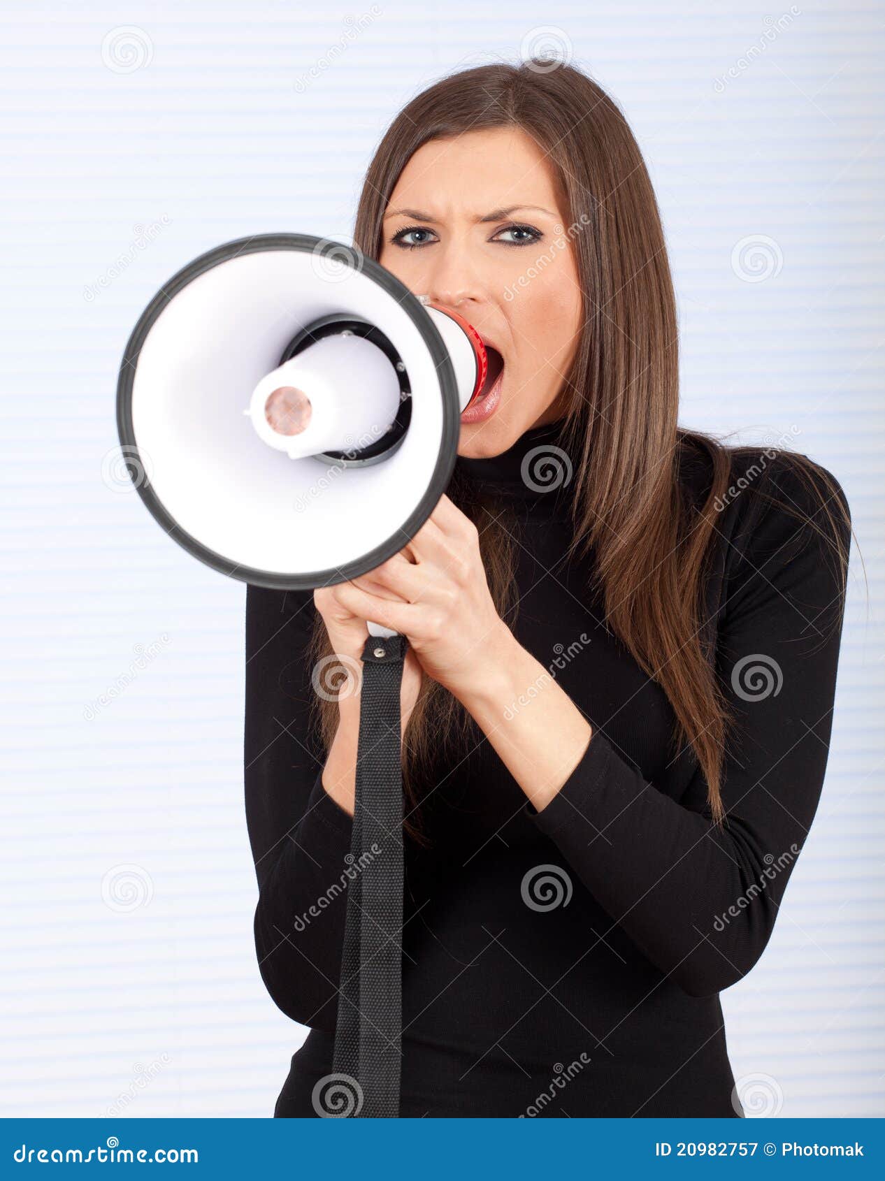 Young woman with megaphone stock image. Image of lady - 20982757