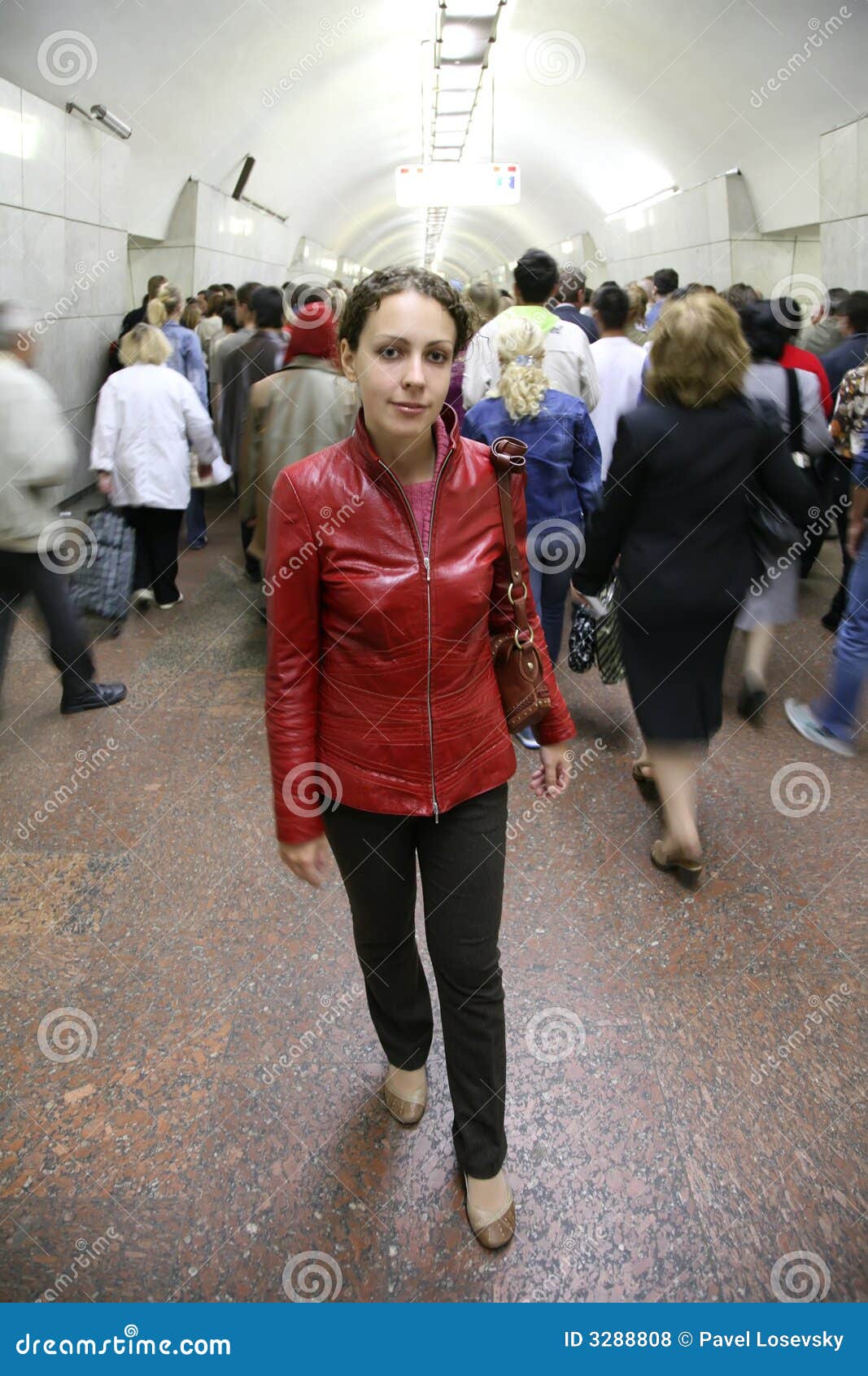 Young woman in metro stock photo. Image of portrait, rush - 3288808