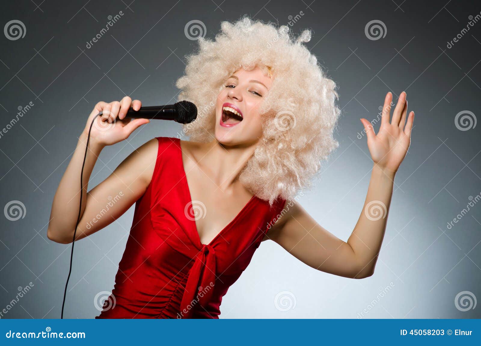 Young woman with mic stock image. Image of audio, person - 45058203