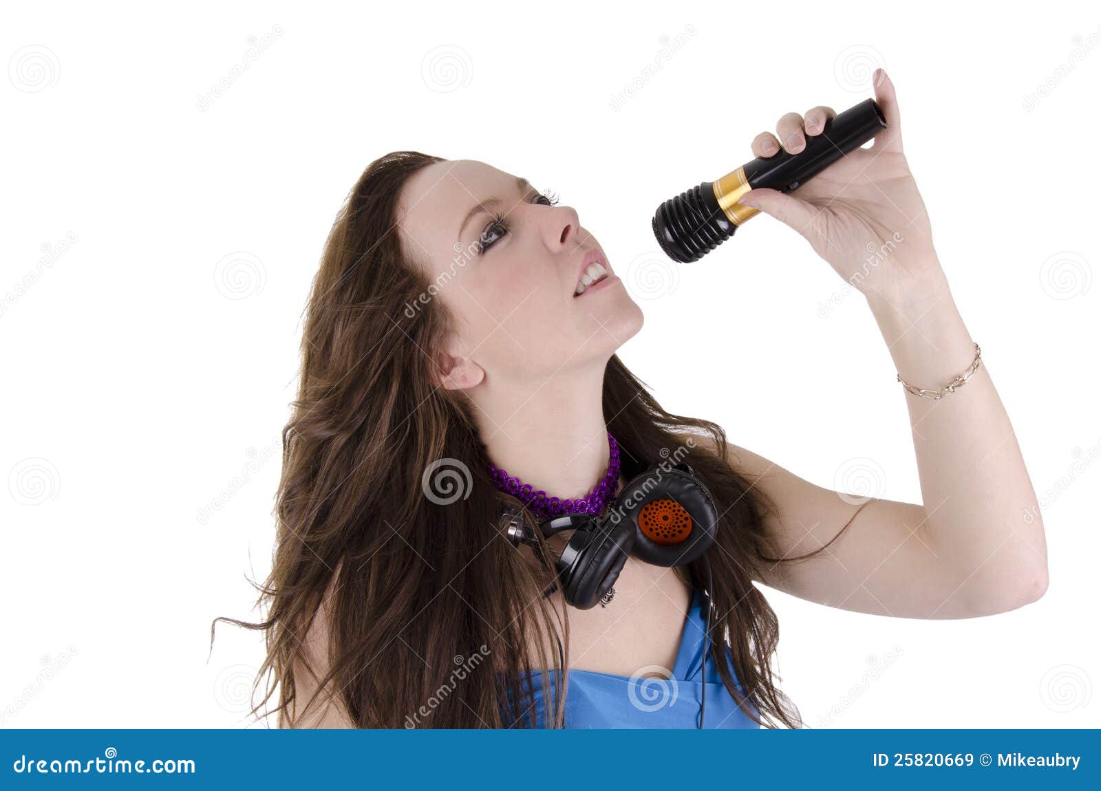 Young Woman With Microphone Stock Image - Image of attractive, glamour ...