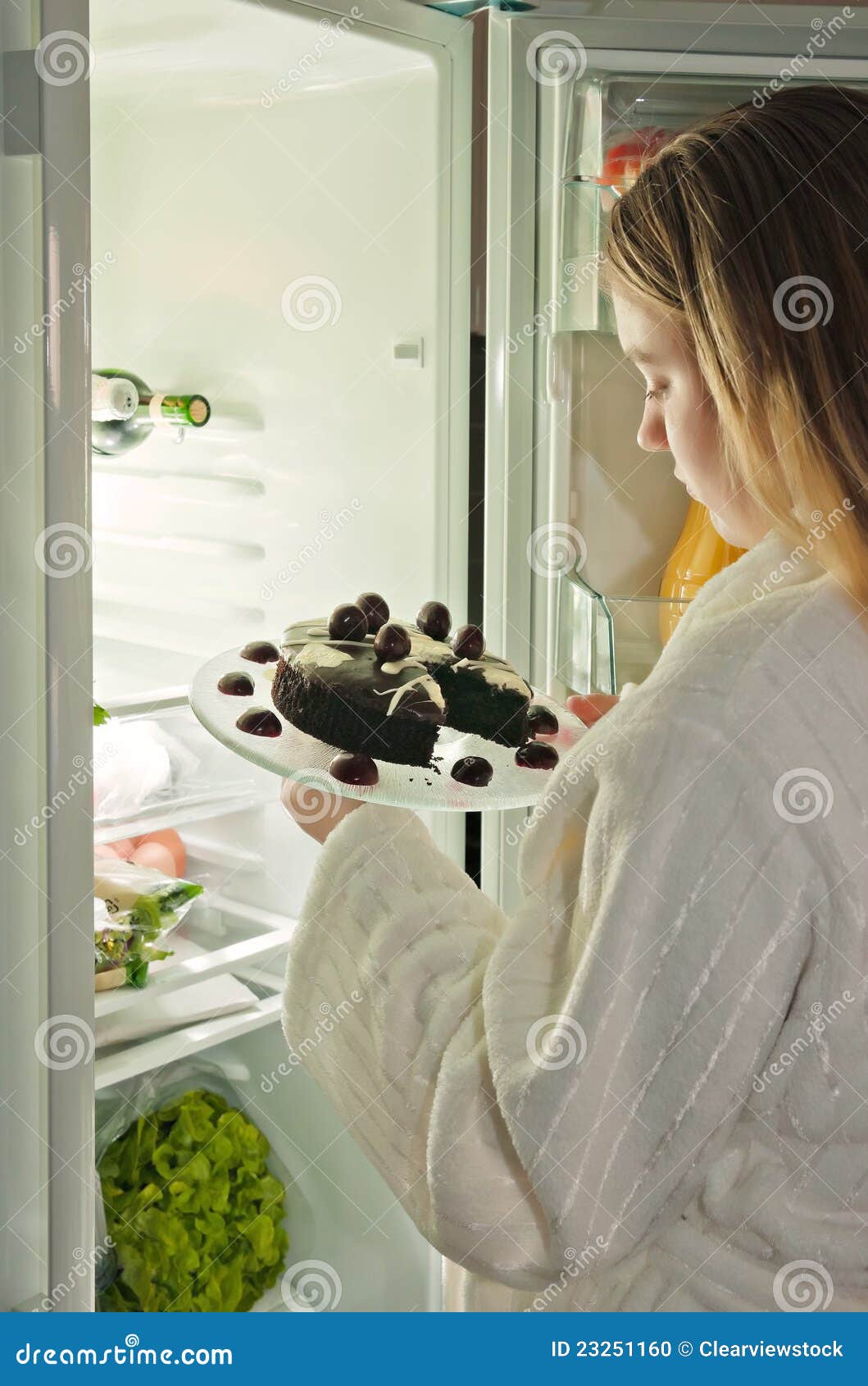 Young woman midnight snack stock photo. Image of woman - 23251160