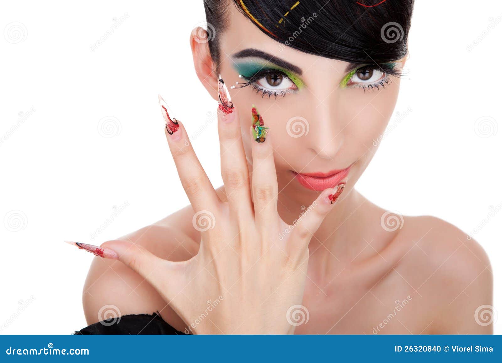 Young Woman Model Showing Her Manicure Stock Photo - Image of face ...