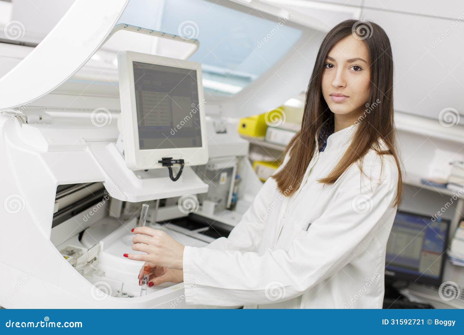 Young Woman in the Modern Medical Laboratory Stock Image - Image of ...