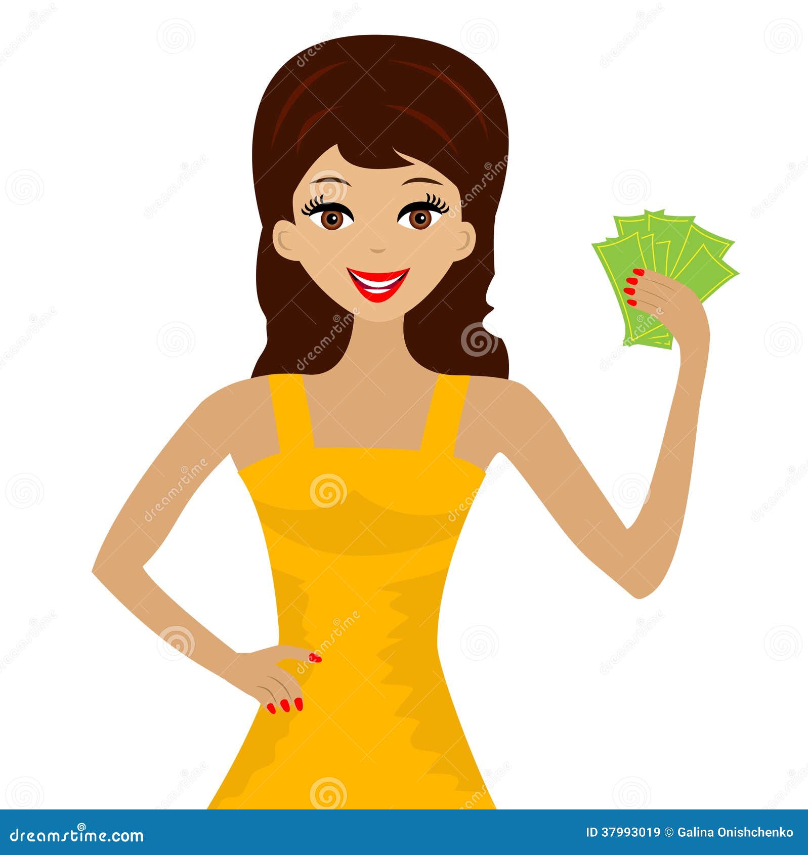 Young Woman with Money in Hands Stock Vector - Illustration of ...
