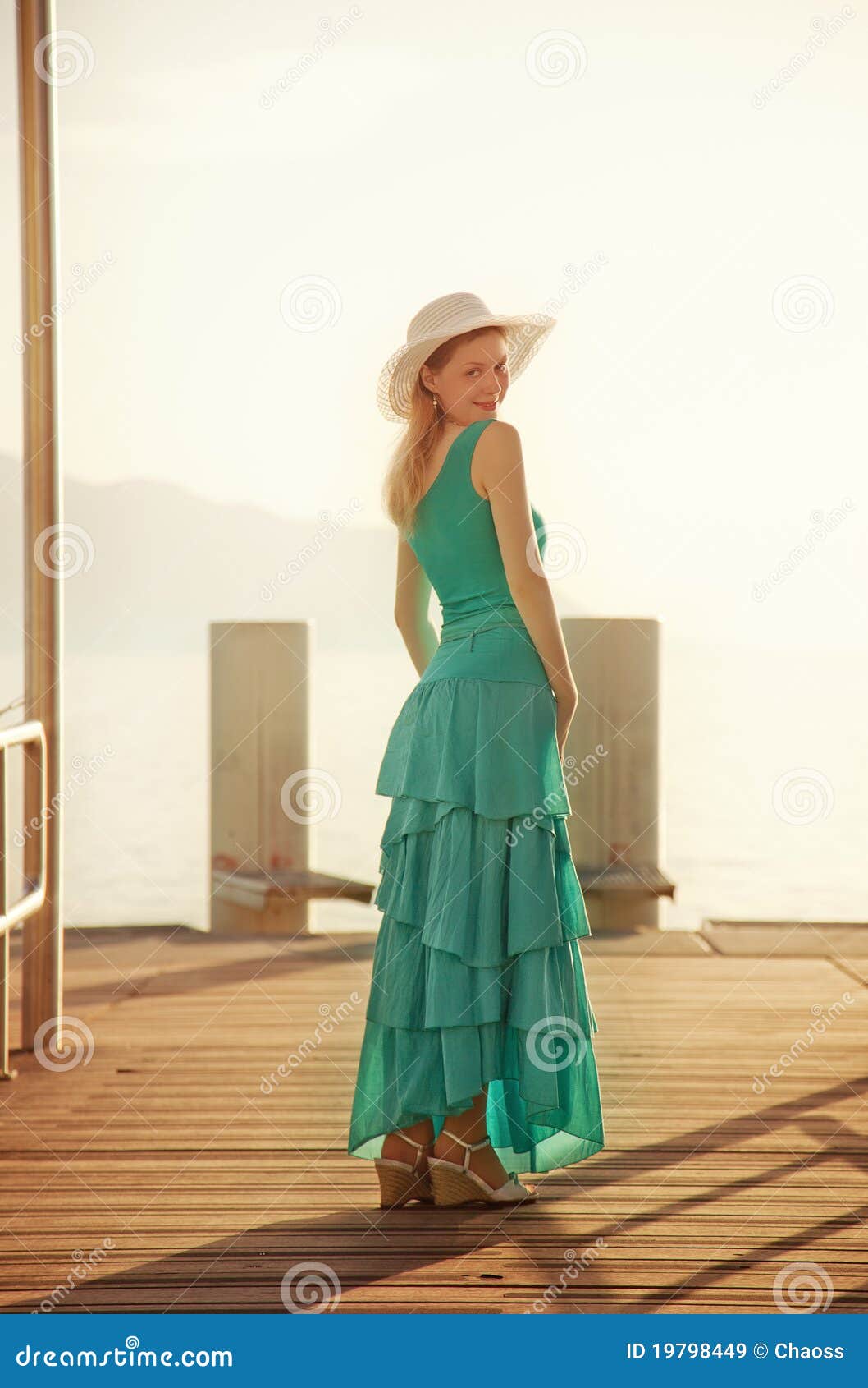 Young woman at the moorage stock image. Image of stand - 19798449