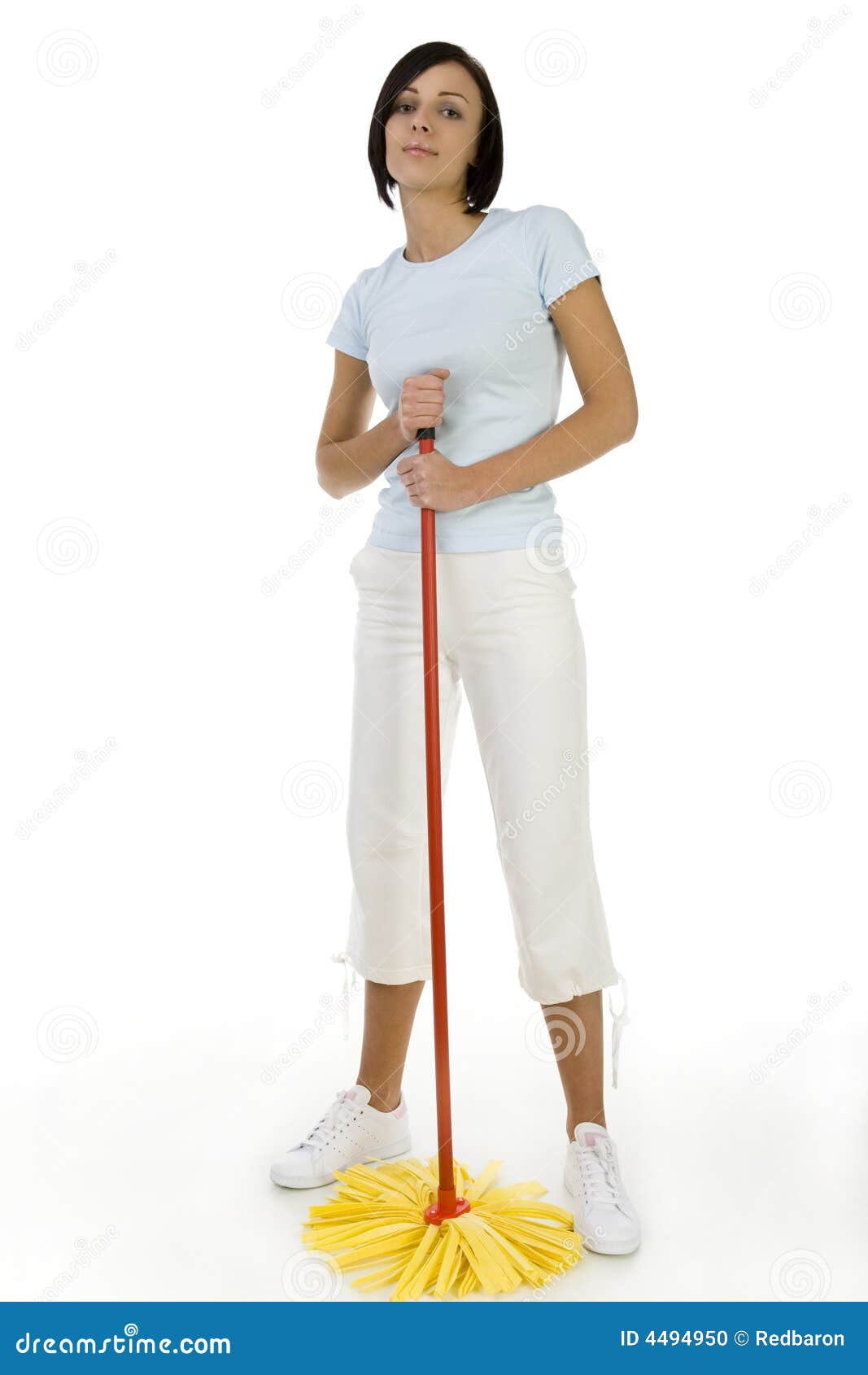 Young woman with mop stock photo. Image of duties, mopping - 4494950