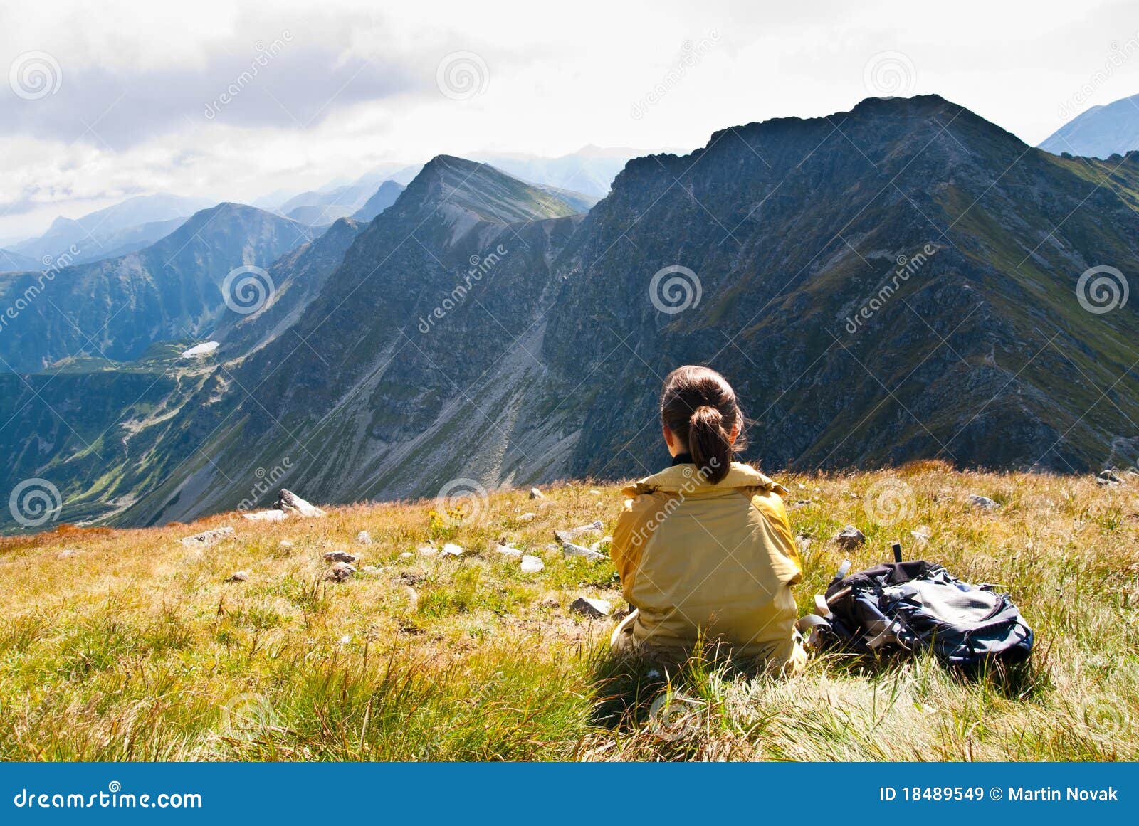 Young Woman in Mountains - Relax Scene Stock Image - Image of adult ...