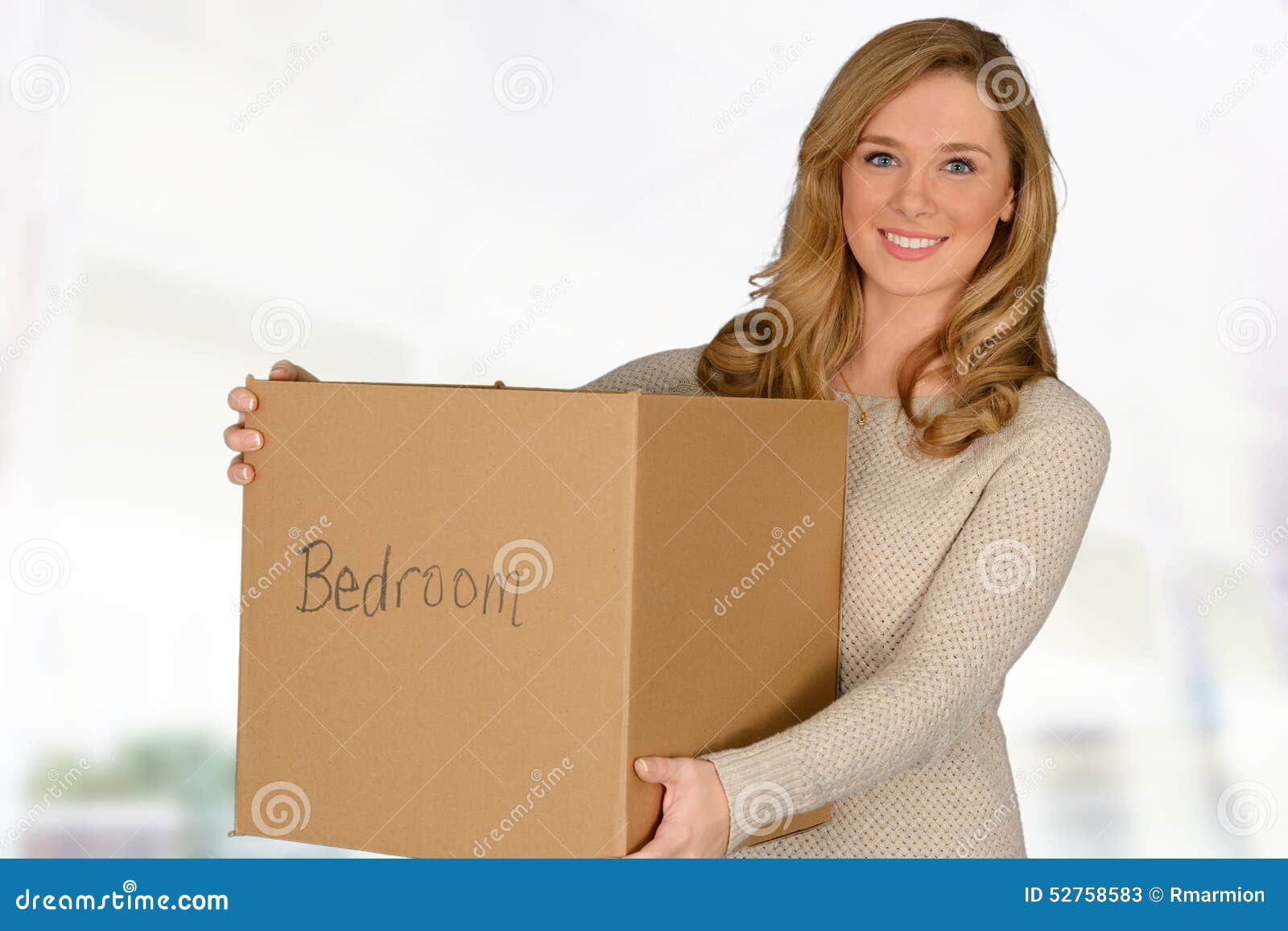 Young woman moving in stock image. Image of blue, carrying - 52758583