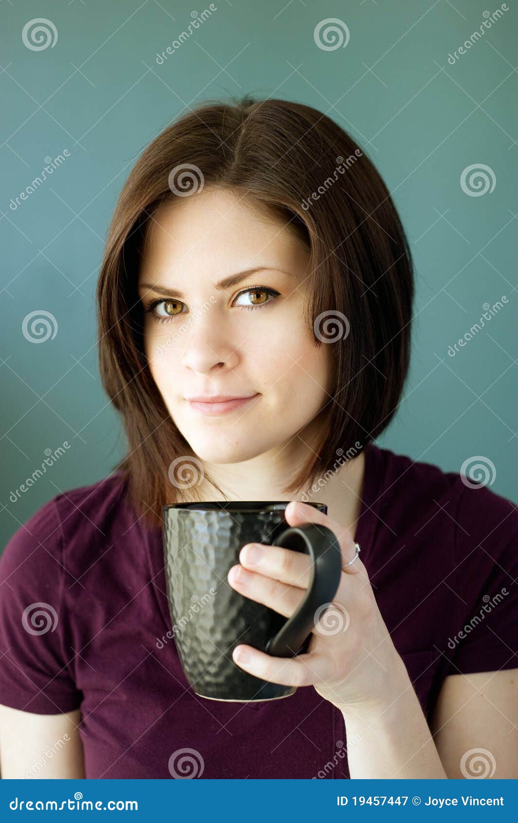 Young woman with mug stock image. Image of face, hazel - 19457447