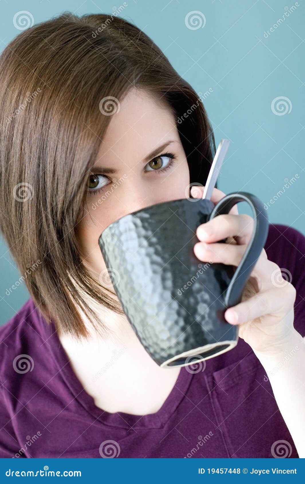 Young woman with mug stock photo. Image of hazel, young - 19457448