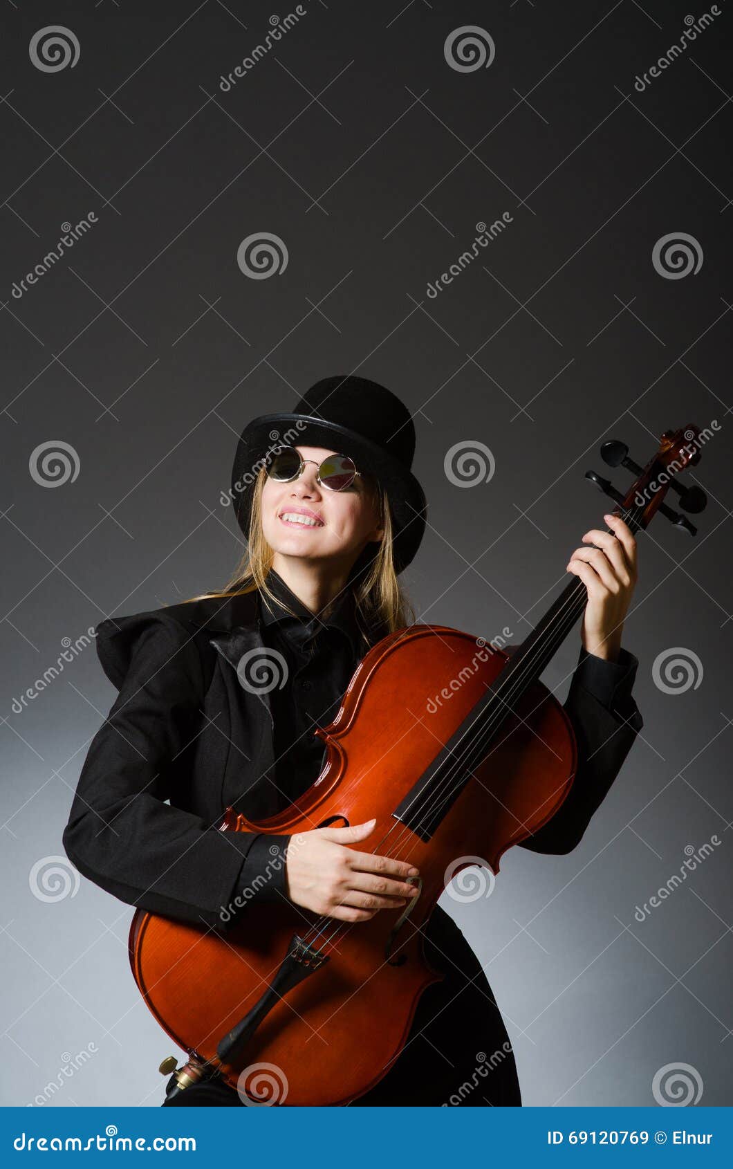 The Young Woman in Musical Concept Stock Image - Image of concert, play ...
