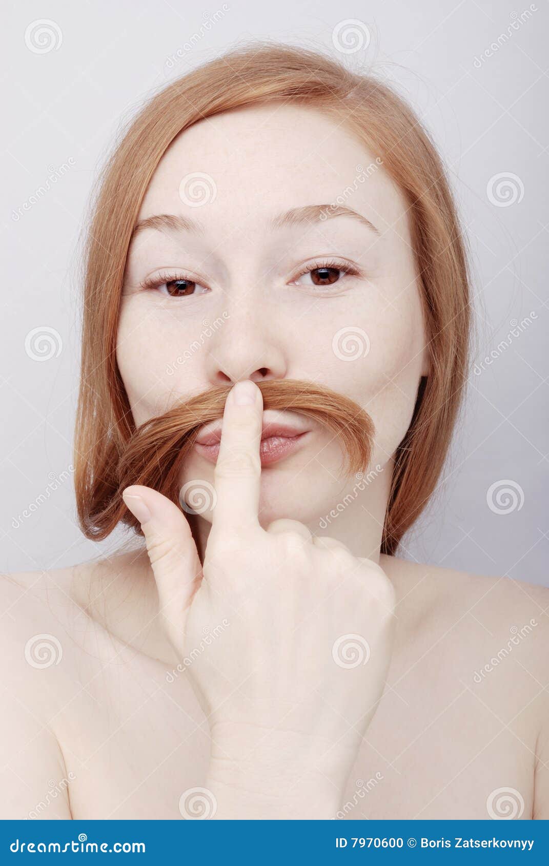 Young Woman with a Mustache Stock Photo - Image of beautiful, joke: 7970600