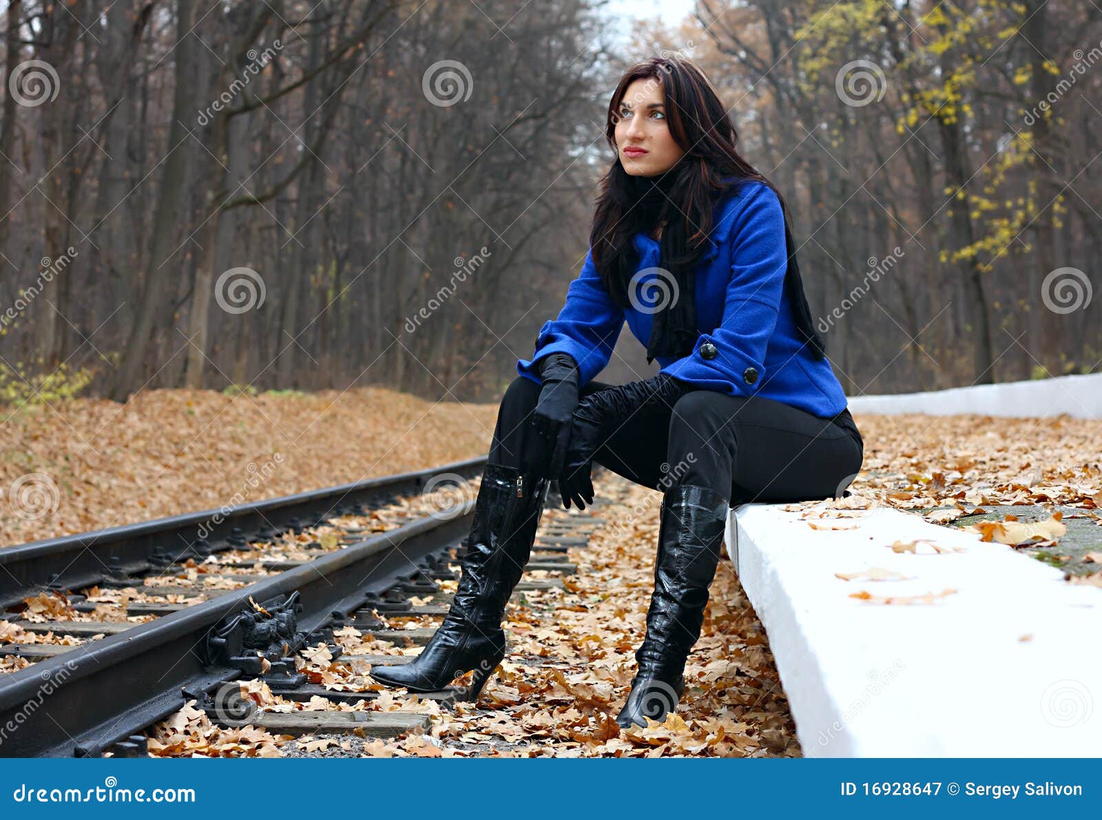 Young woman near the rails stock image. Image of woods - 16928647 Young woman near the rails stock image. Image of woods - 16928647