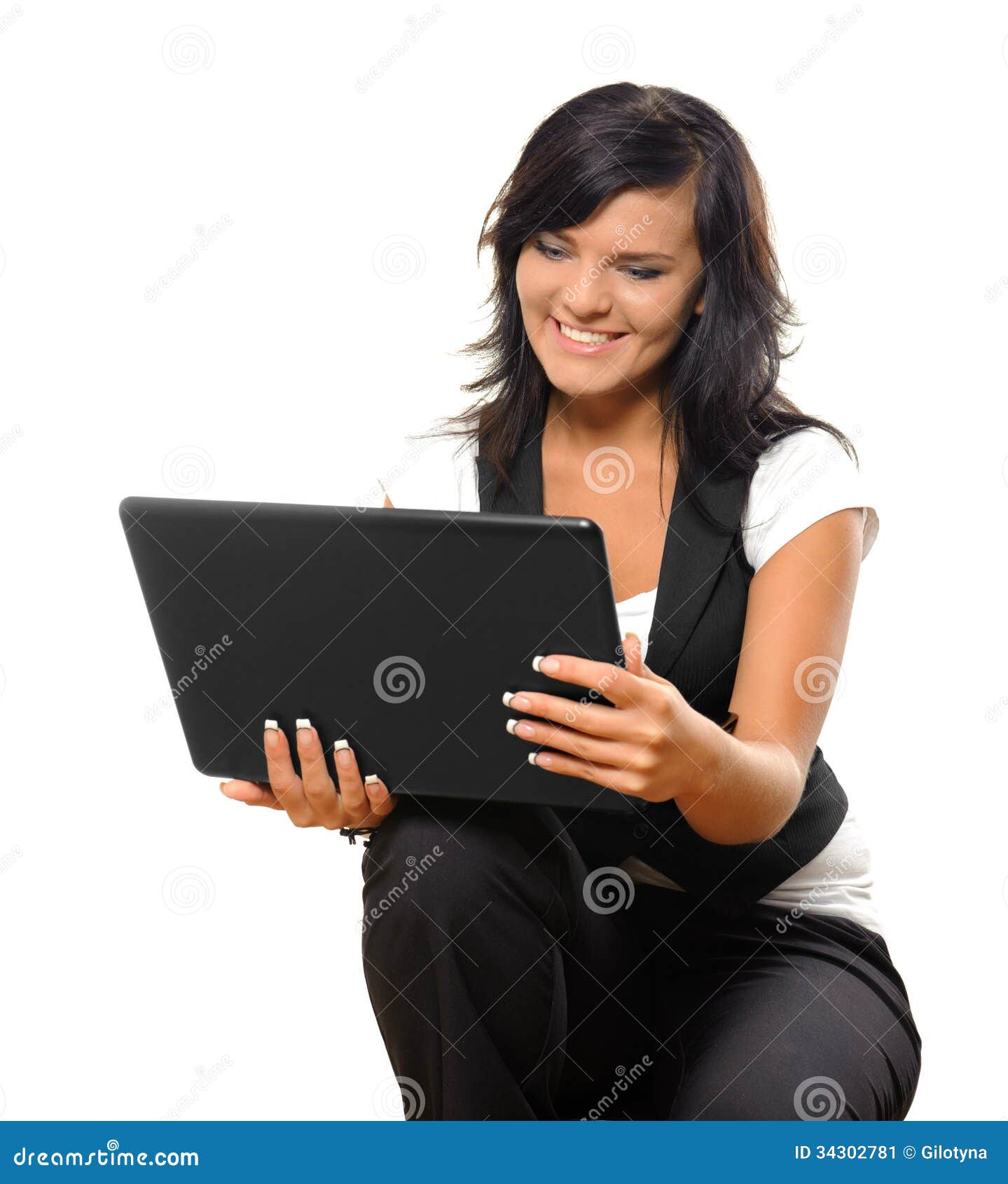 Young woman with notebook stock image. Image of work - 34302781