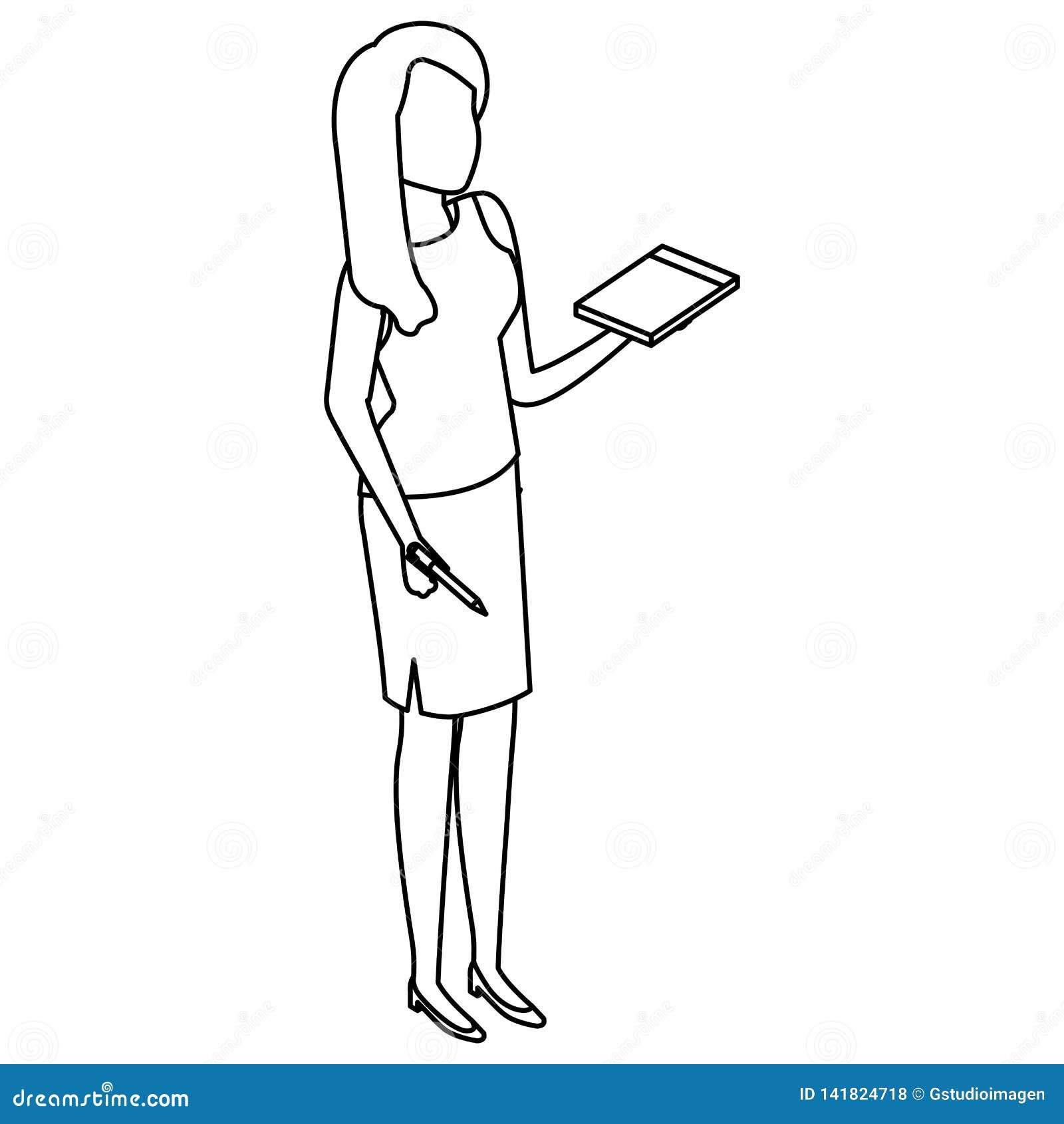 Young woman with notebook stock vector. Illustration of girl - 141824718